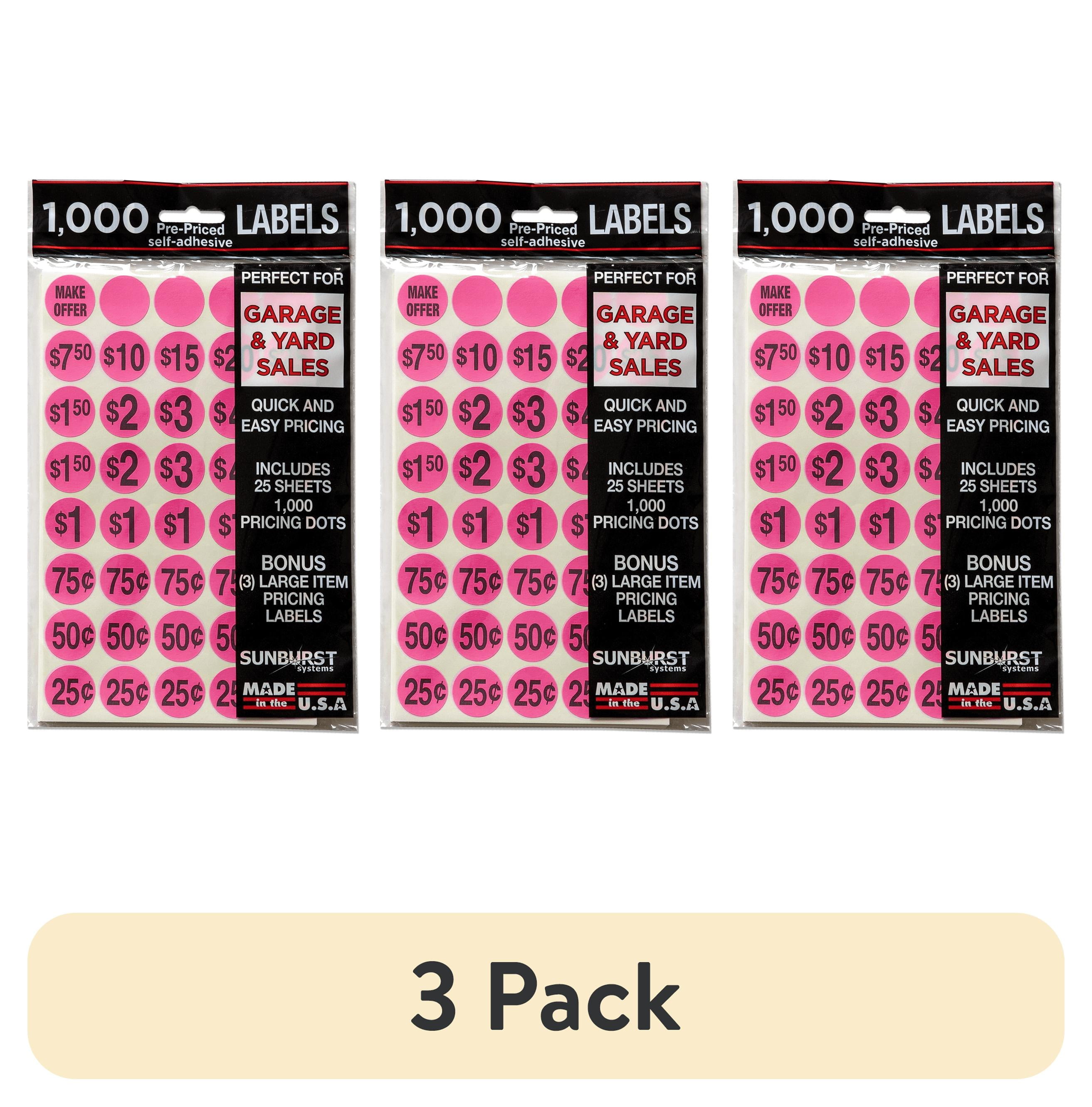 (3 pack) Sunburst Systems 7035 Price Labels Stickers Pre-Printed for ...