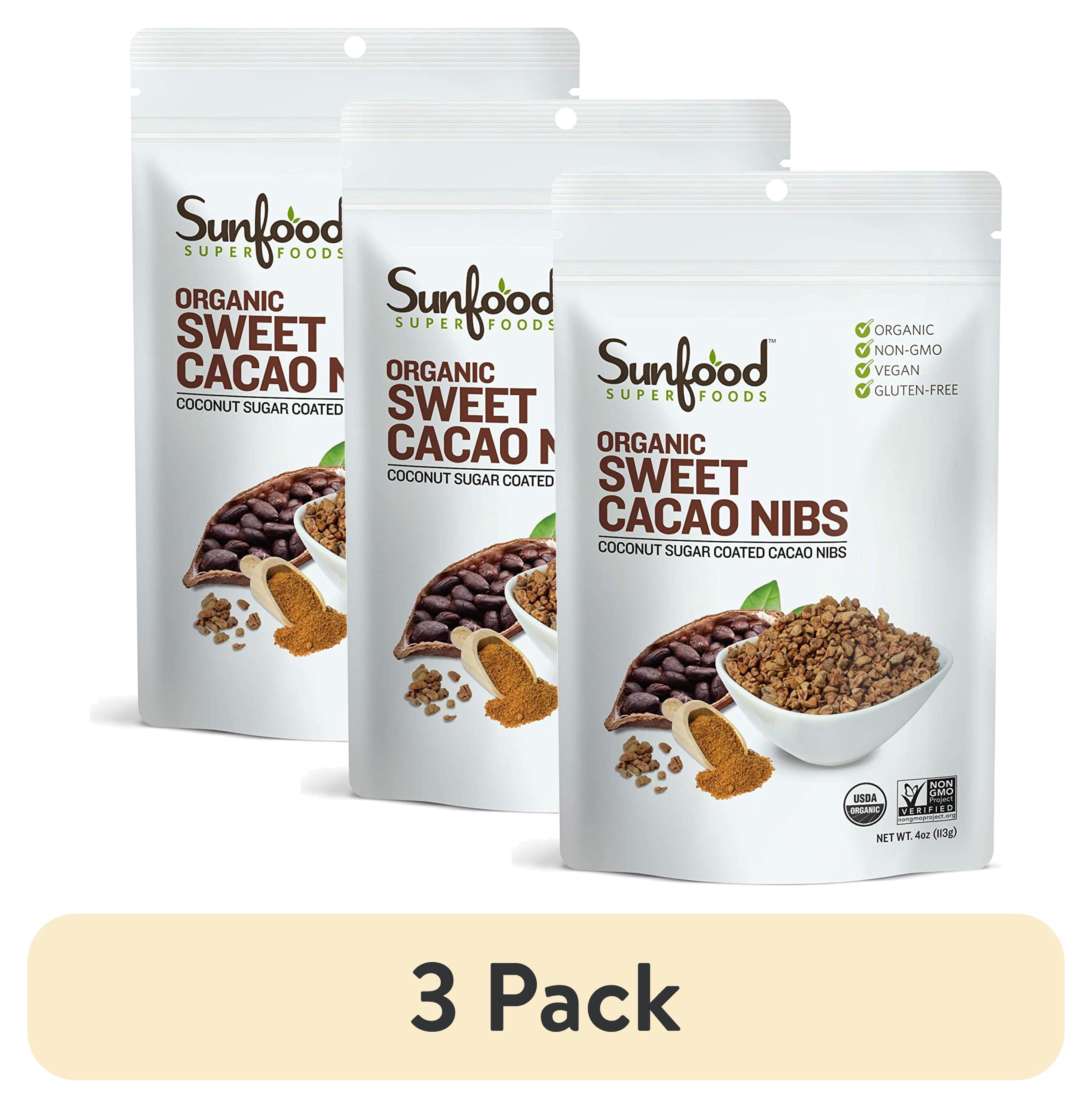 (3 pack) Sunfood Superfoods Organic Cacao Sweet Nibs, 4 oz - Walmart.com