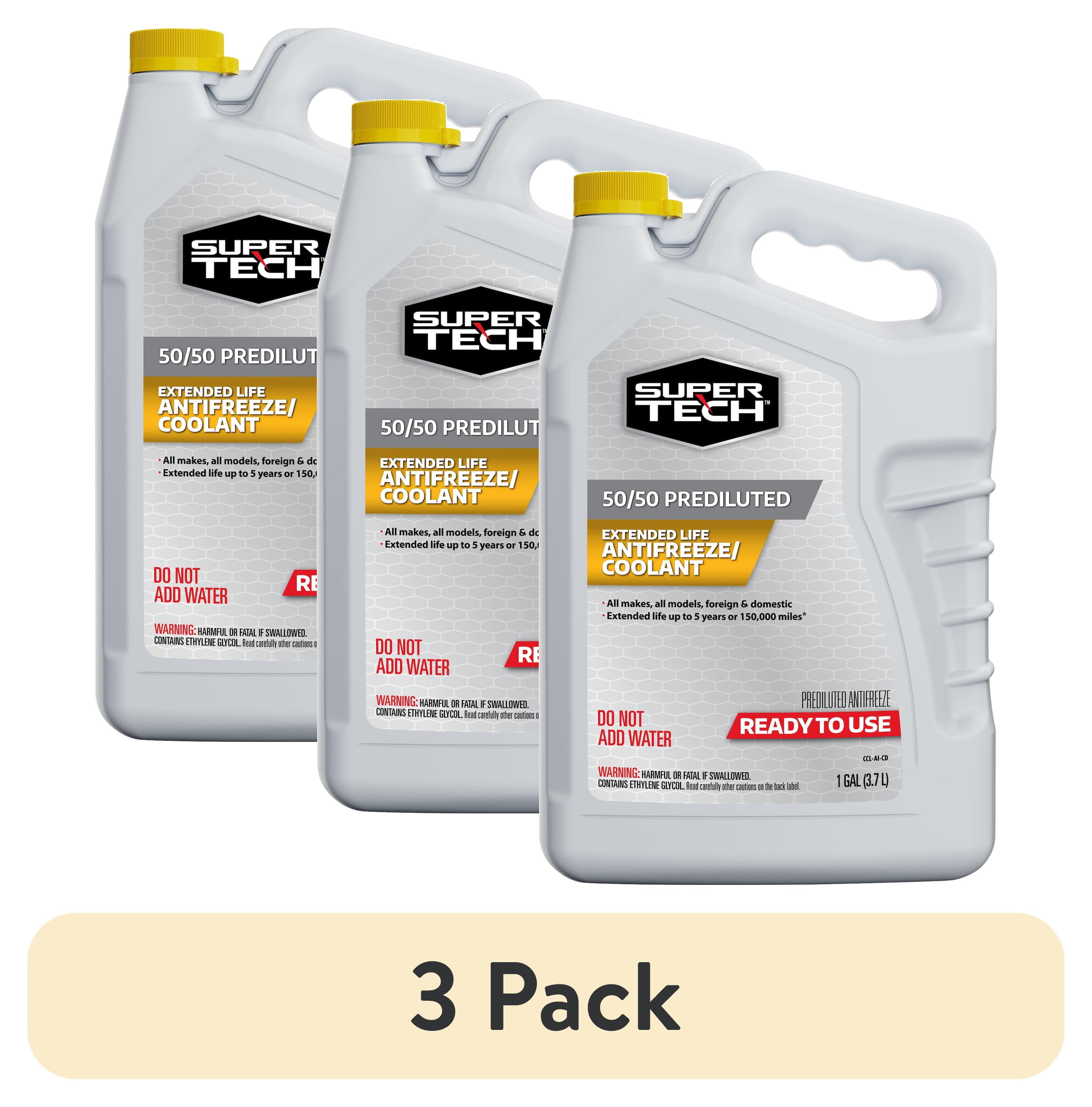 (3 pack) Super Tech 50/50 Prediluted Antifreeze/Coolant, 1 Gallon (3.78 ...