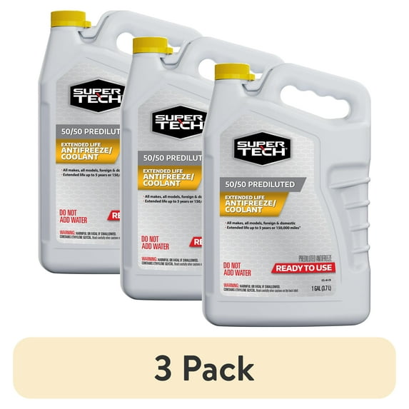 (3 pack) Super Tech 50/50 Prediluted Antifreeze/Coolant, 1 Gallon (3.78 ...