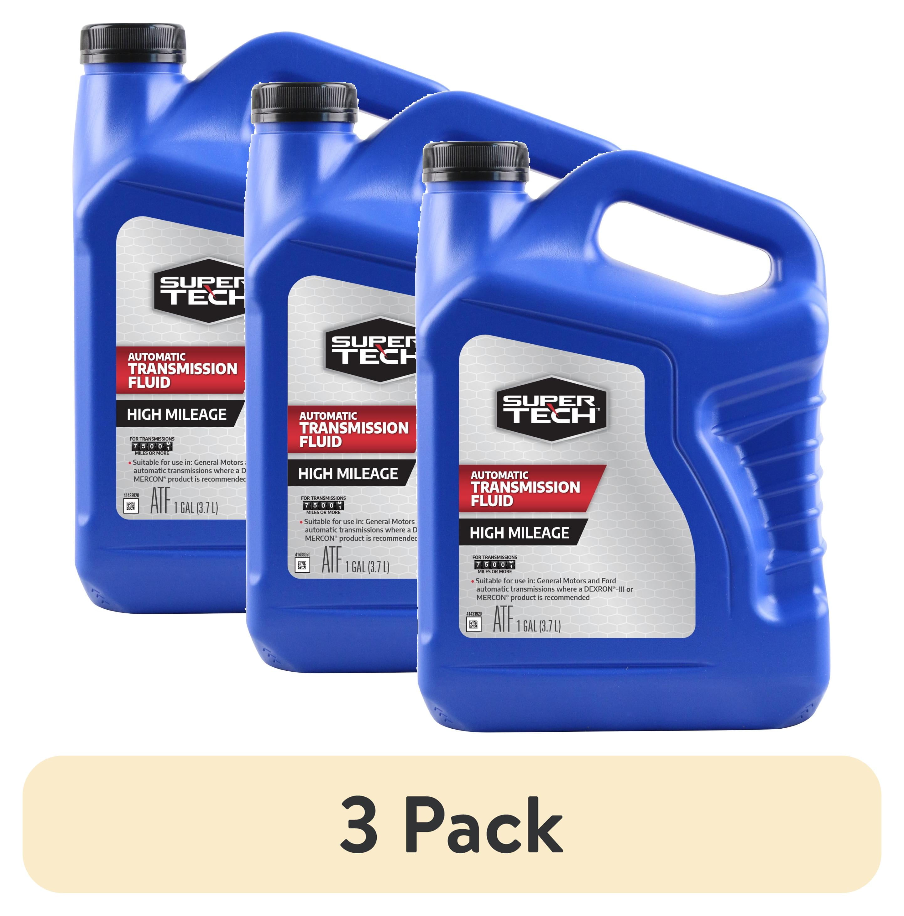 (3 pack) Super Tech High Mileage Automatic Transmission Fluid, 1 Gallon ...