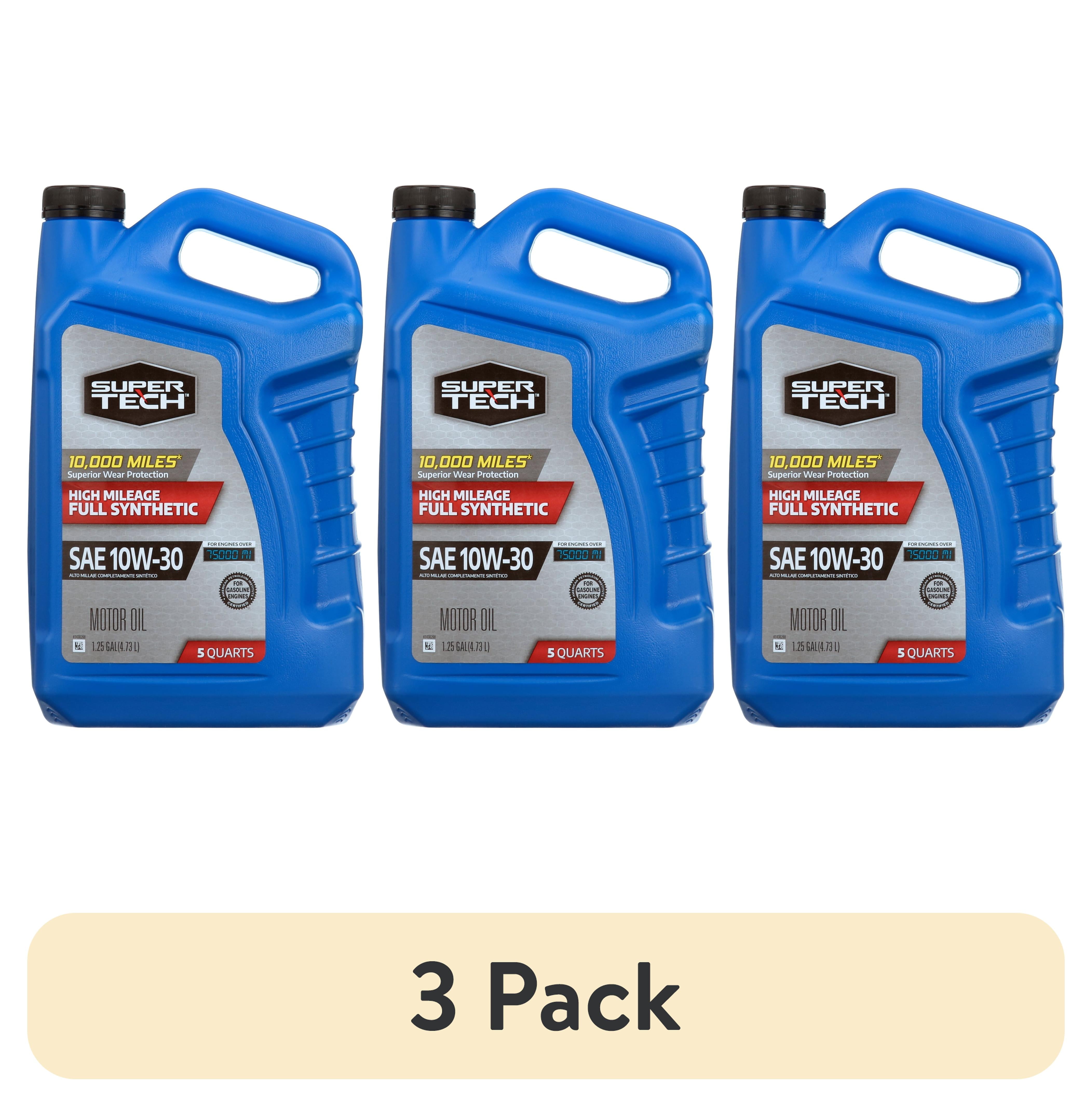 (3 pack) Super Tech High Mileage Full Synthetic SAE 10W-30 Motor Oil, 5 ...
