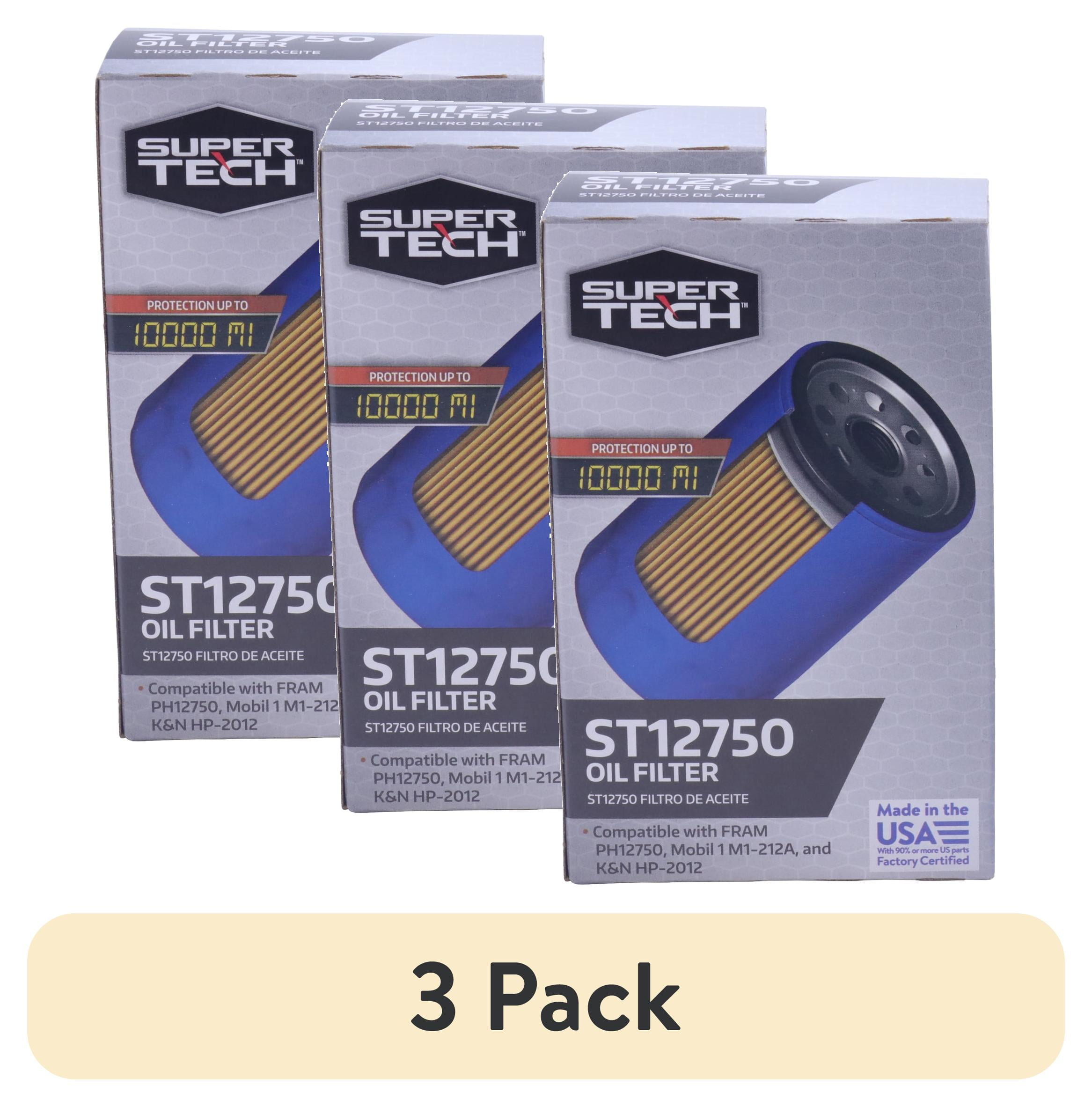 (3 pack) Super Tech Oil Filter, ST12750, 10K mile Filter for Buick, Cadillac, Chevrolet, and GMC ...