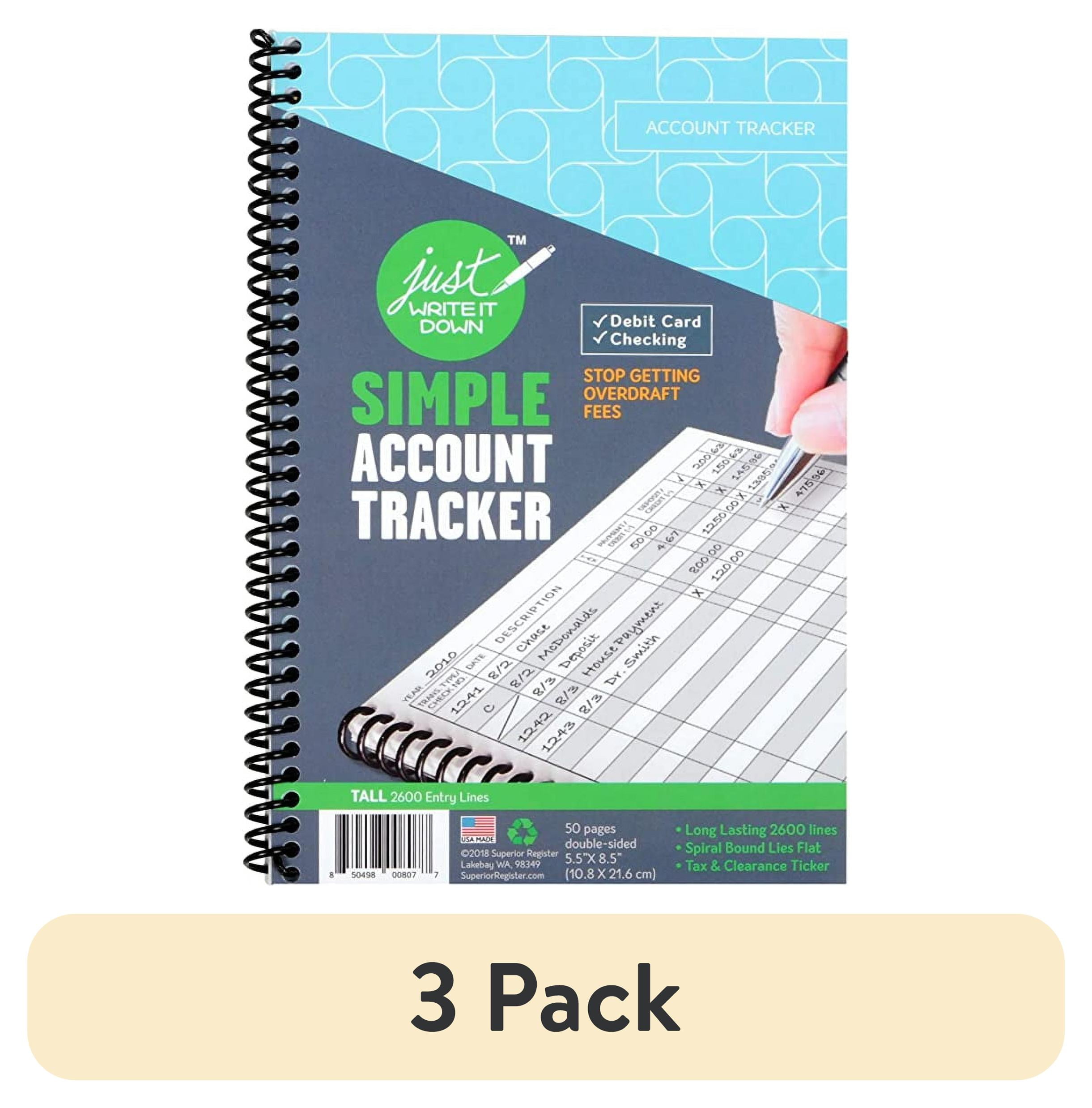 (3 pack) Superior Register Simple Account Tracker, 5.5 x 8.5, Money ...