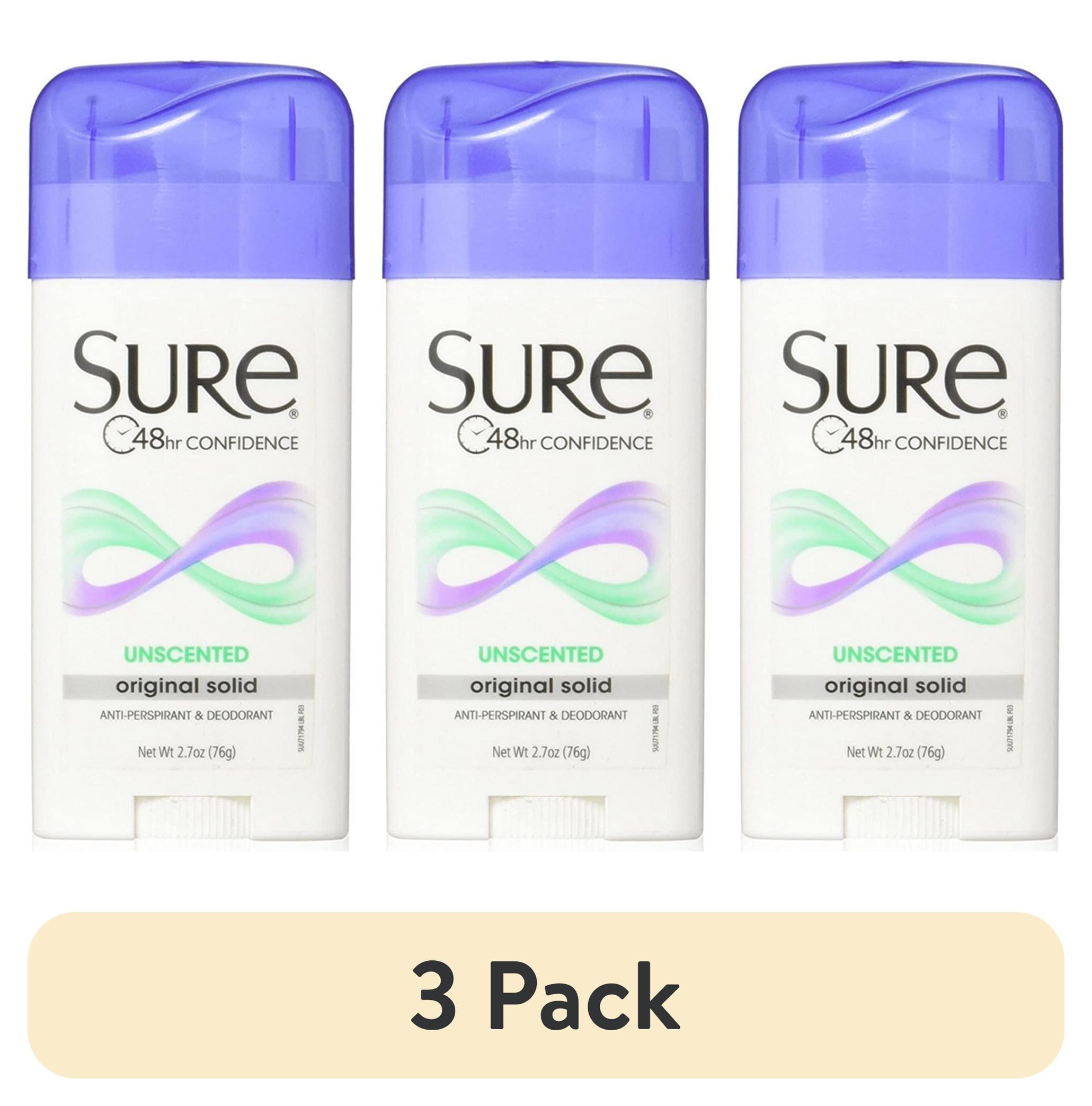 (3 pack) Sure Original Solid Antiperspirant & Deodorant Unscented 2.7oz ...