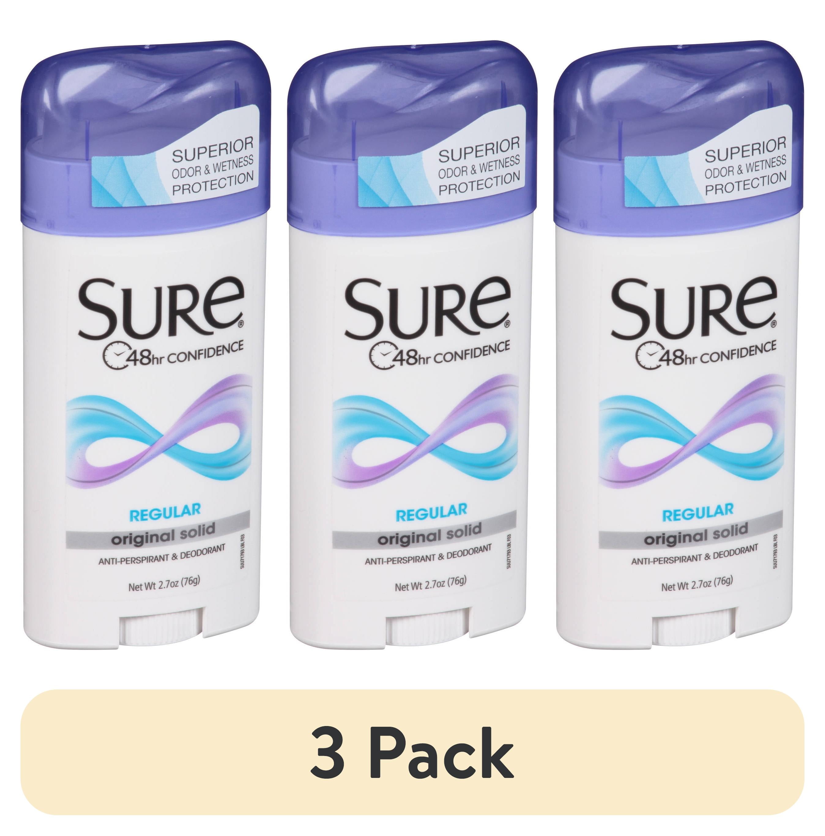 (3 pack) Sure Solid Anti-Perspirant Deodorant Original Solid Stick ...