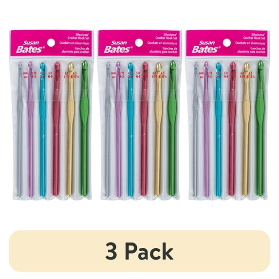 (3 pack) Susan Bates Silvalume Aluminum Crochet Hook Set-Sizes F5 - K10 ...