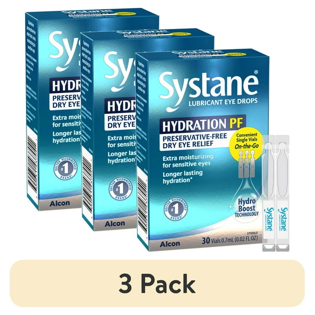 (3 pack) Systane Hydration Preservative Free Liquid Drops for Dry Eye ...