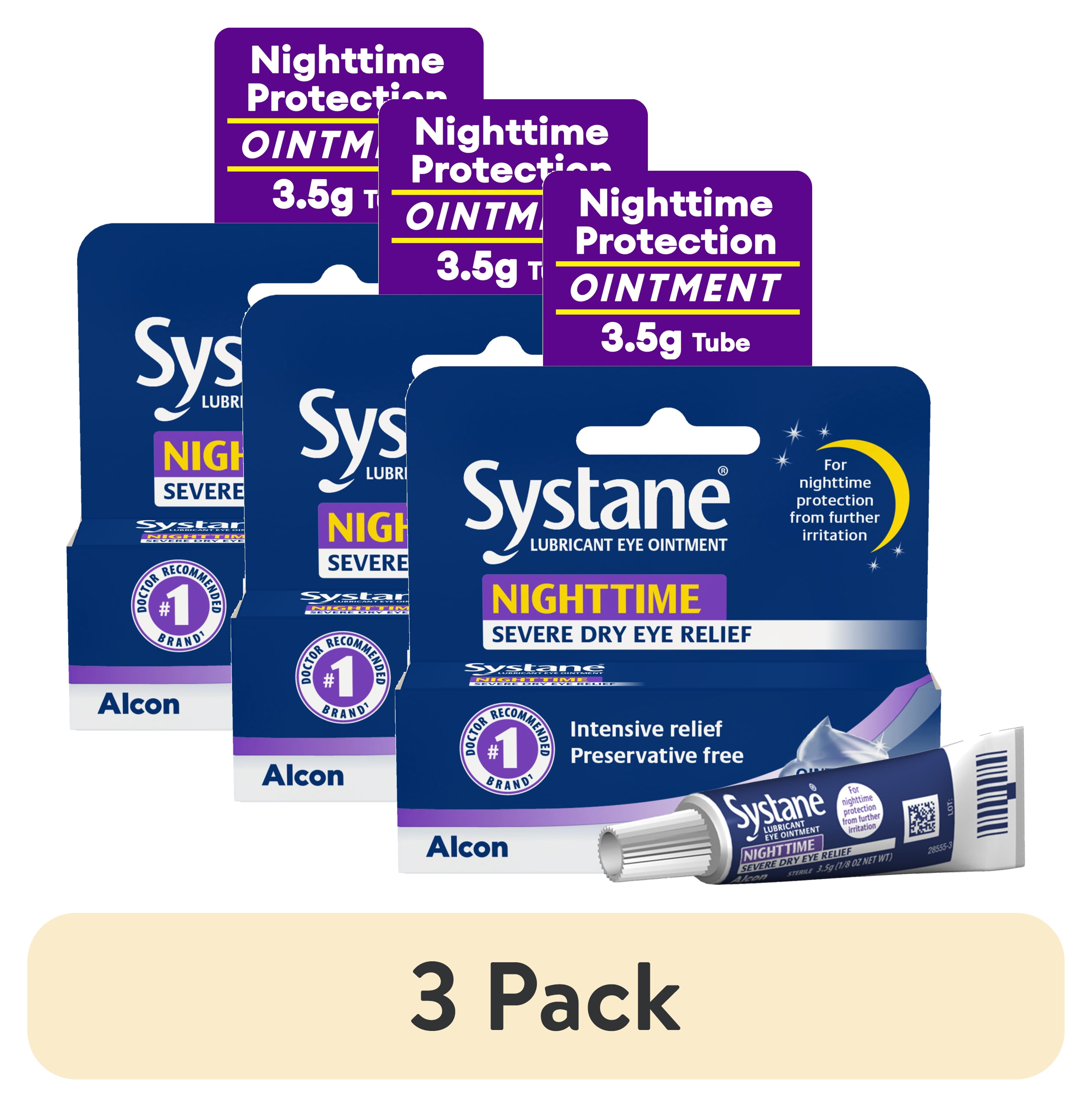 (3 pack) Systane Nighttime Lubricant Eye Ointment for Dry Eye Relief, 3 ...