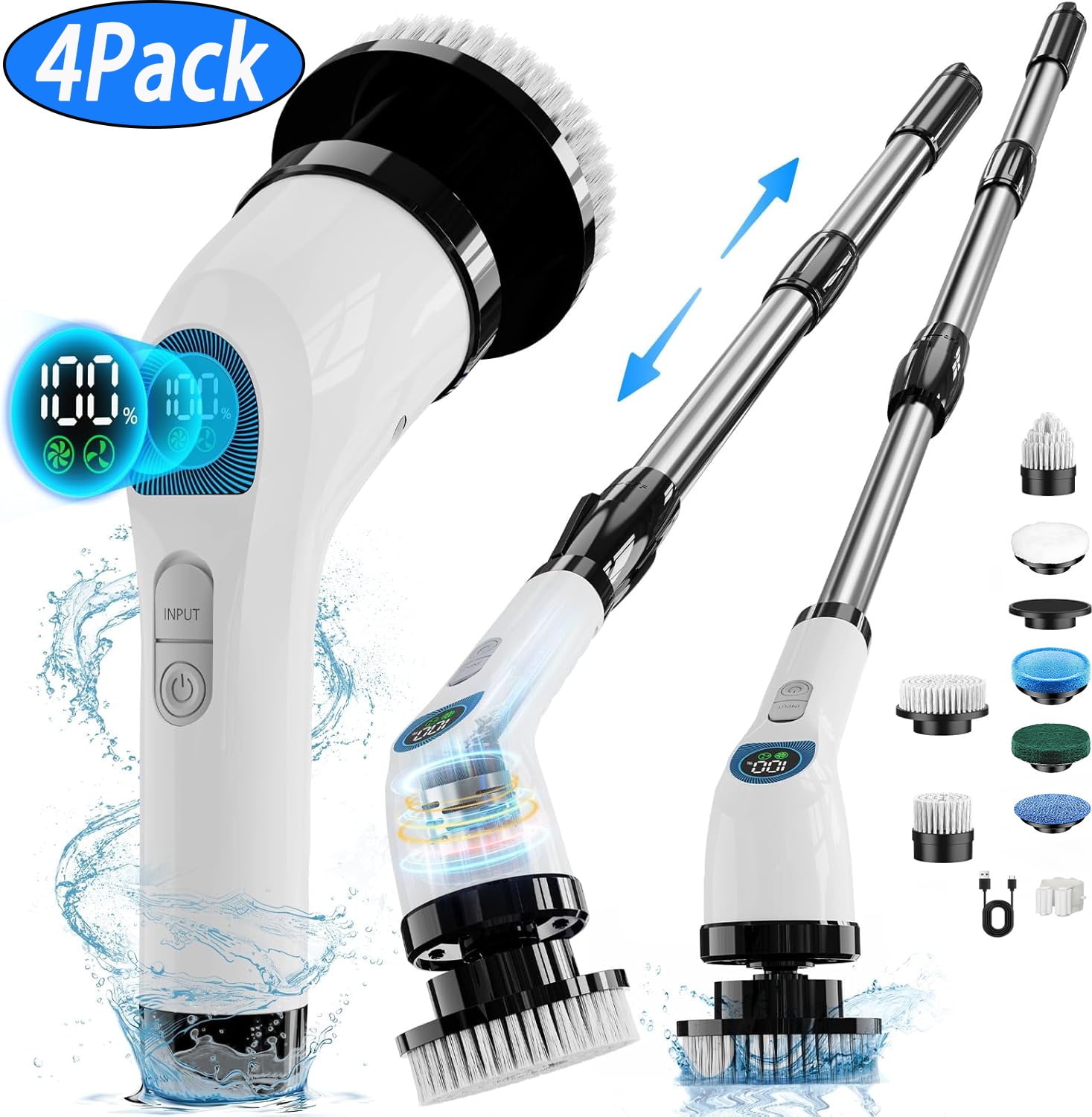 (3 pack) TECHVIDA Electric Spin Scrubber,Cordless Cleaning Brush ...