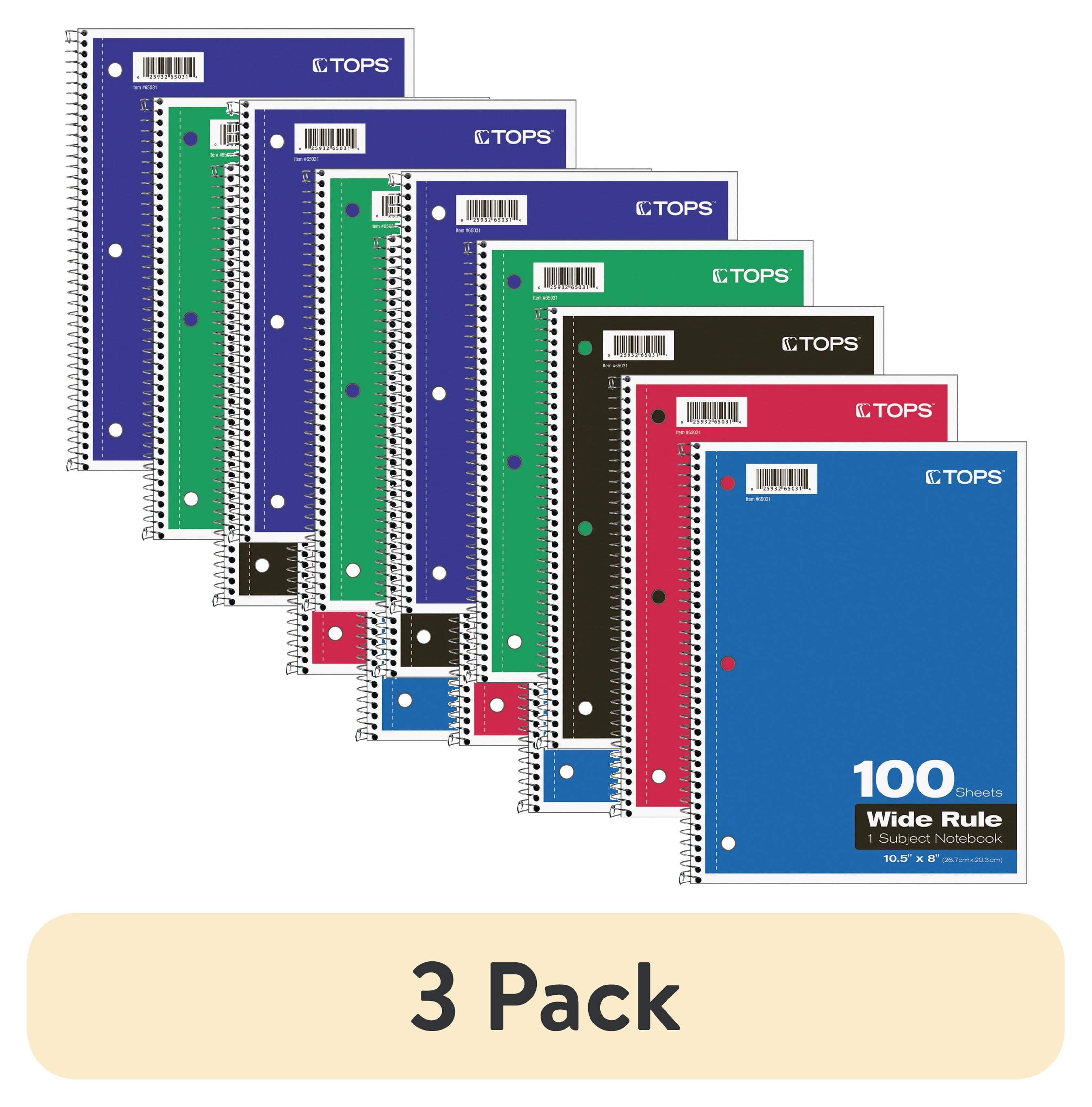 (3 pack) TOPS, TOP65031, Wide Rule 1-subject Spiral Notebook, 1 Each ...