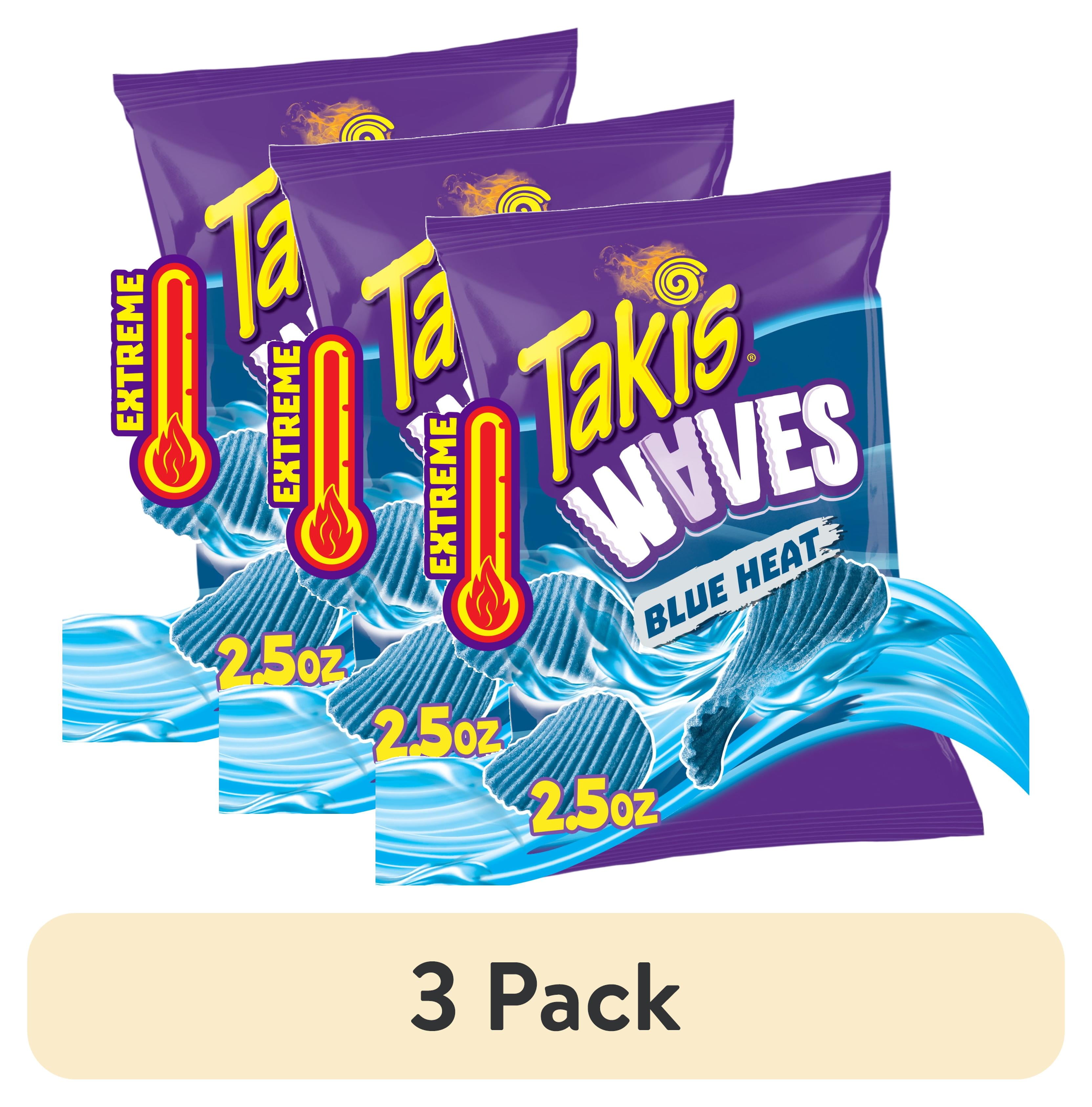 (3 pack) Takis Blue Heat Waves 2.5 oz Snack Size Bag, Hot Chili Pepper ...