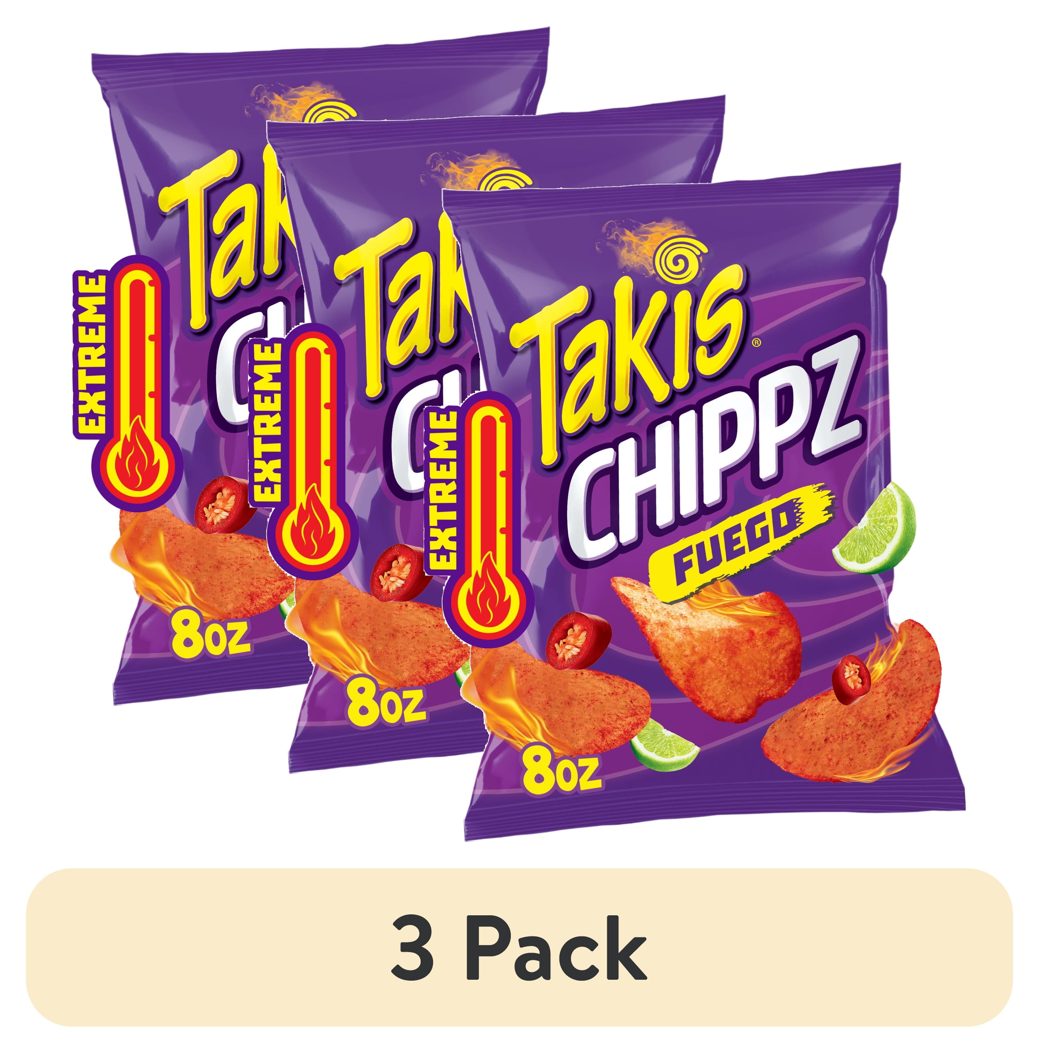 (3 pack) Takis Fuego Chippz 8 oz Sharing Size Bag, Hot Chili Pepper ...