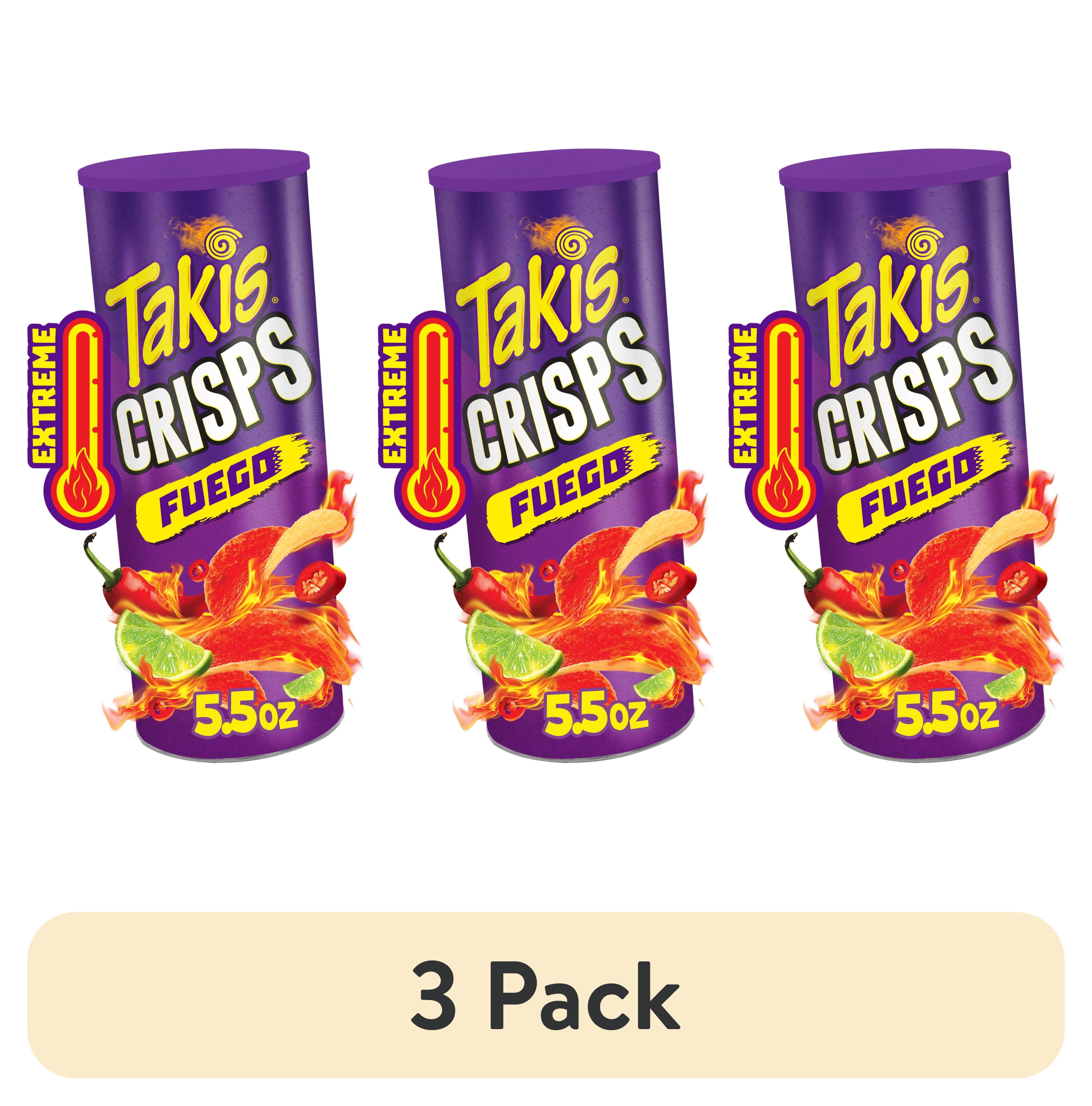 (3 pack) Takis Fuego Crisps 5.5 oz Sharing Size Can, Hot Chili Pepper ...