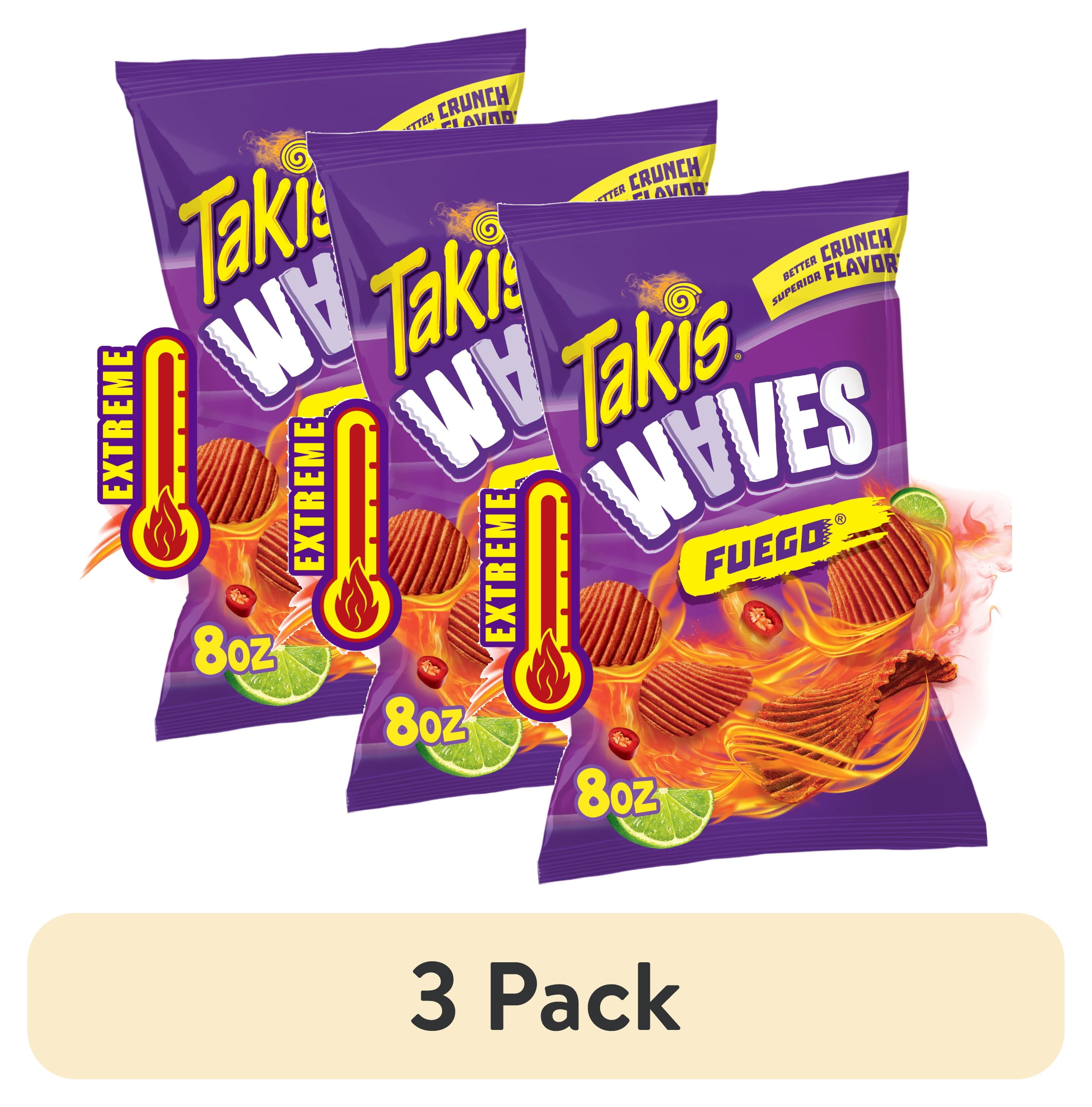(3 pack) Takis Fuego Waves 8 oz Sharing Size Bag, Hot Chili Pepper ...