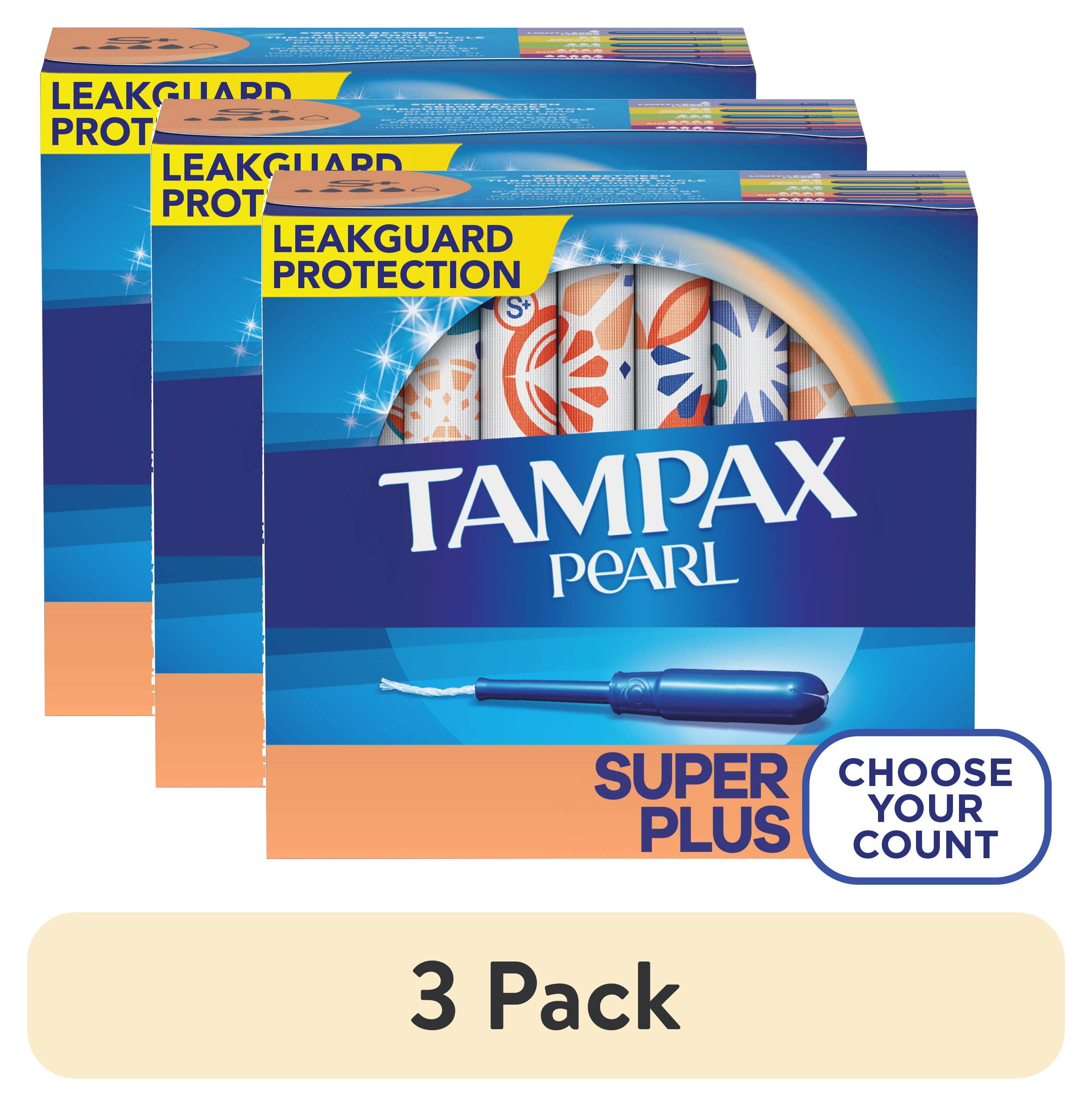 (3 pack) Tampax Pearl Super Plus Plastic Tampons, Unscented, 50 Count ...