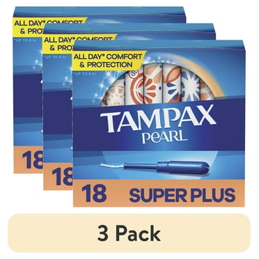 (4 pack) Tampax Pearl Tampons with LeakGuard Braid, Ultra Absorbency ...
