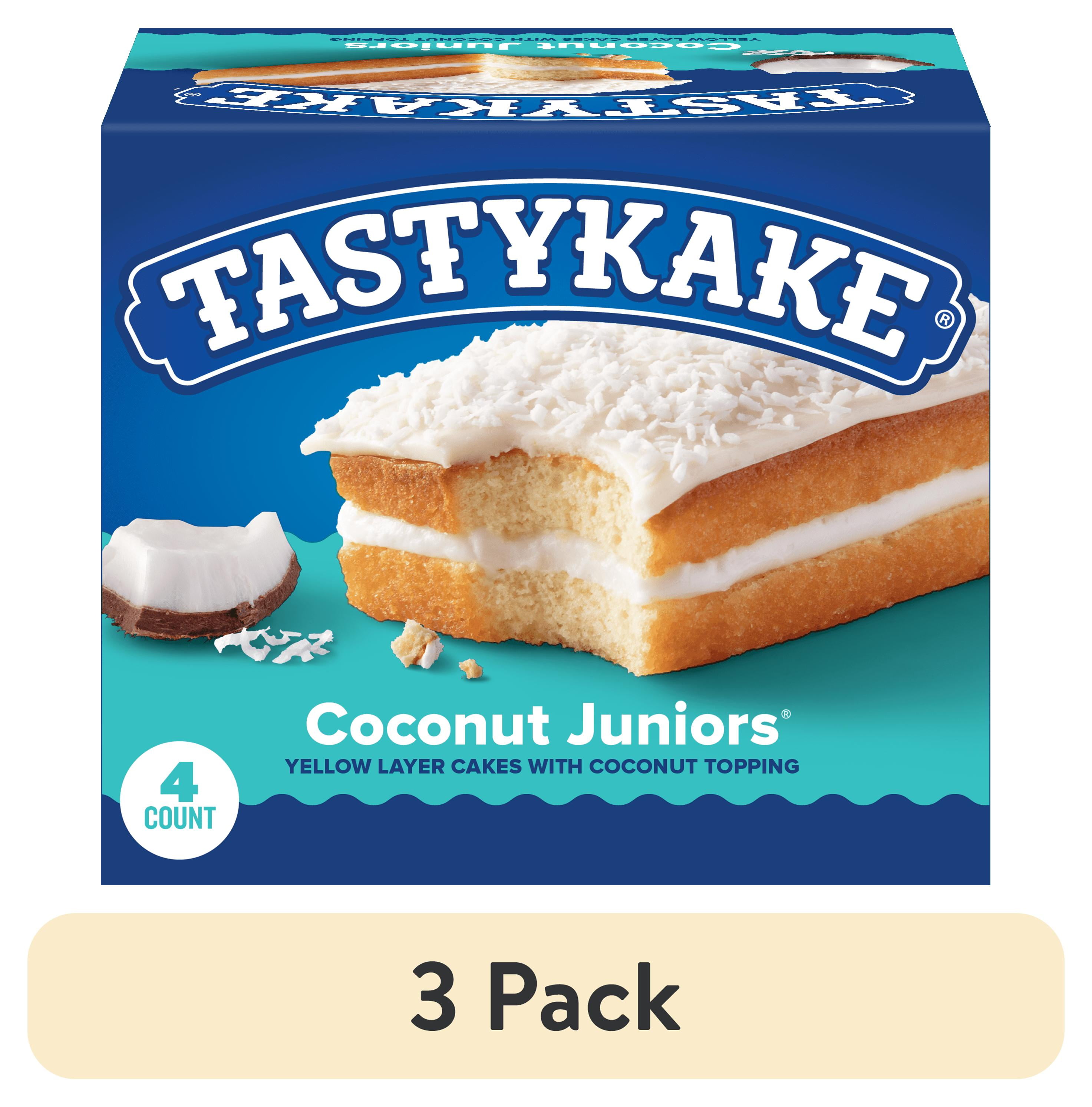 (3 pack) Tastykake Coconut Juniors, 4 Count, 4 Individually Wrapped ...