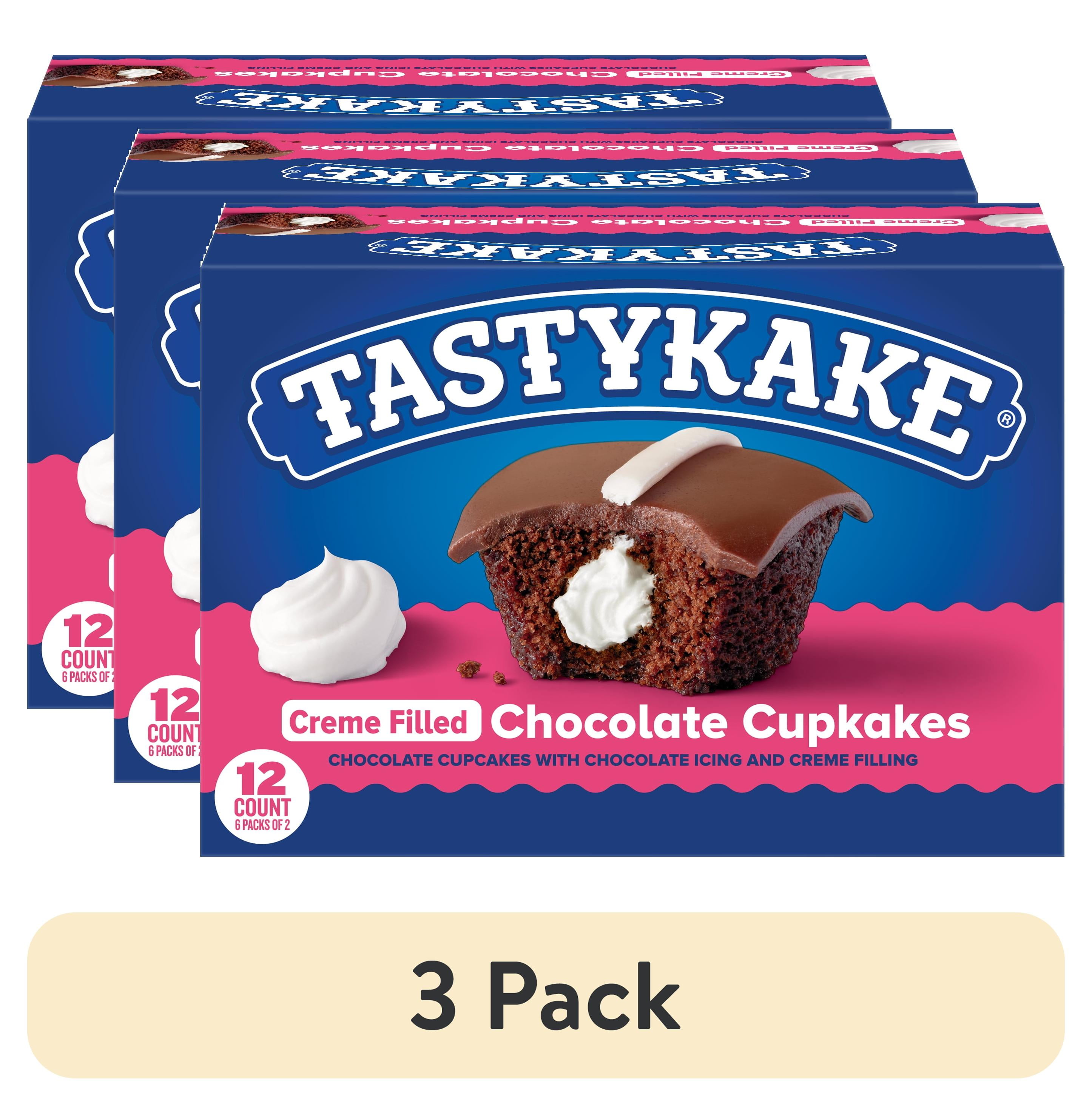 (3 pack) Tastykake Creme Filled Chocolate Cupkakes, 12 Count, 6 Packs ...