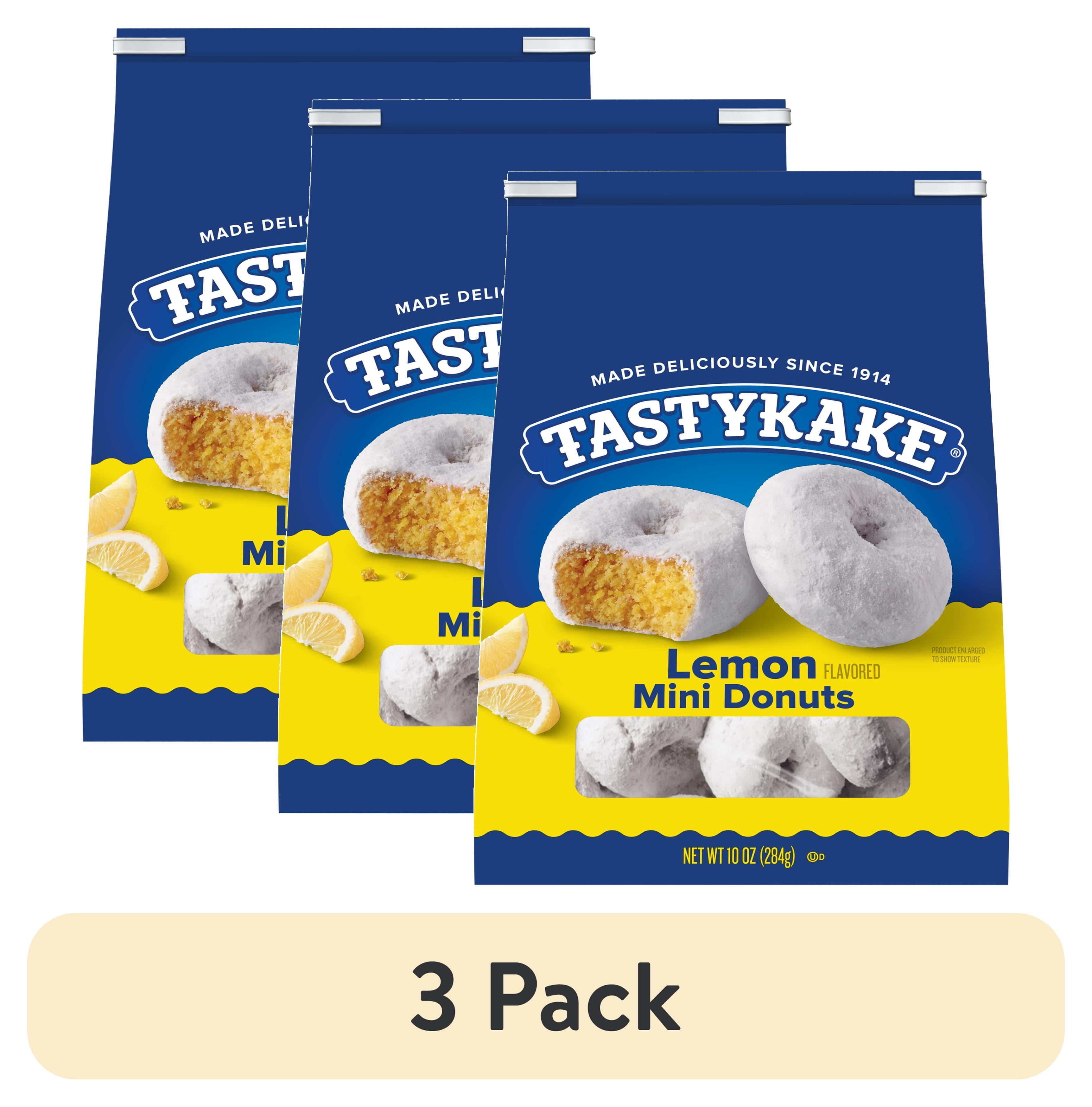 (3 pack) Tastykake Lemon Mini Donuts, Lemon Flavored Powered Donuts, 10 ...
