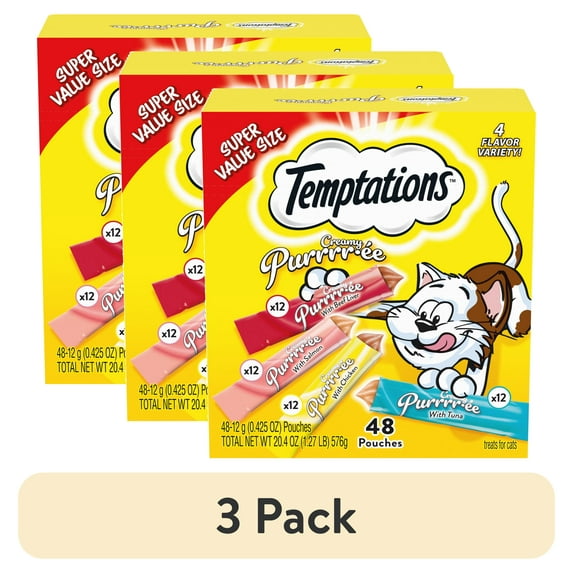 (3 pack) Temptations Creamy Puree With Beef Liver, Salmon, Chicken, And ...