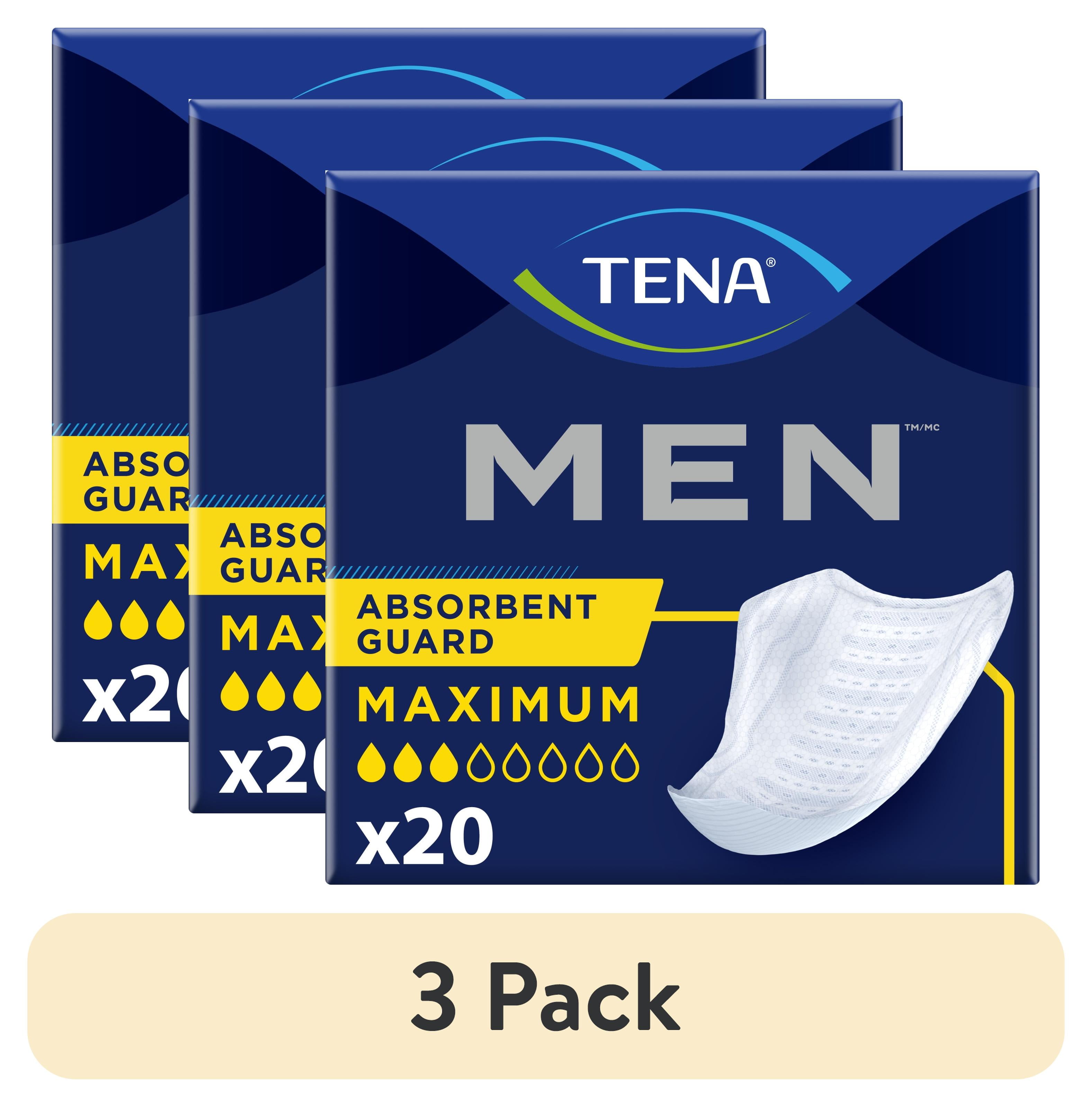 (3 pack) Tena Incontinence Guards for Men, Maximum, 20 Ct - Walmart.com