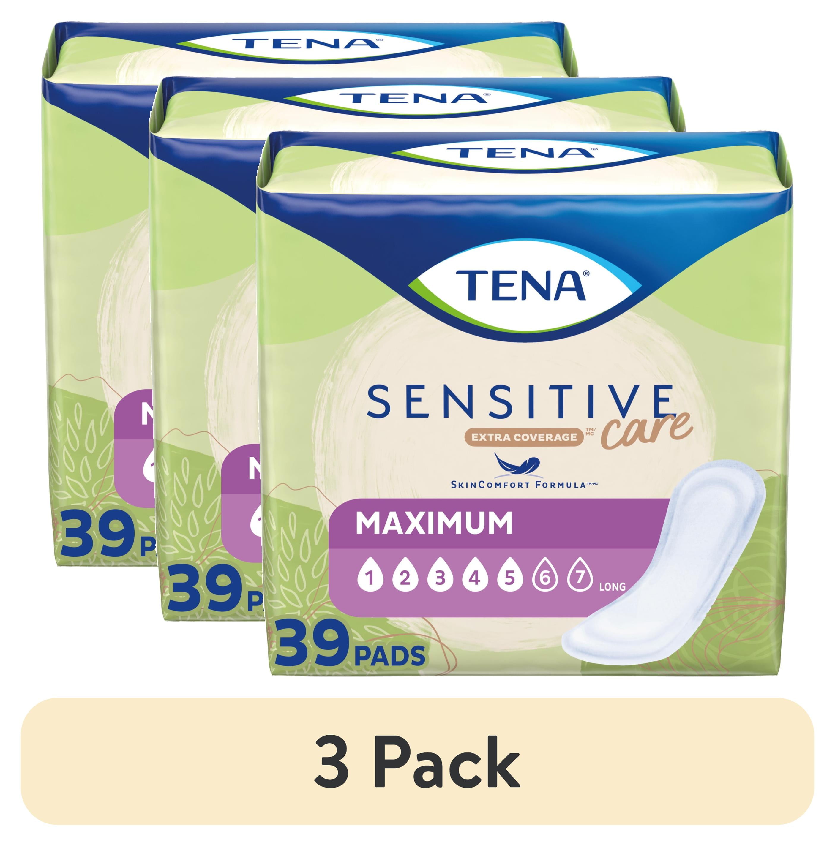 (3 pack) Tena Sensitive Care Maximum Absorbency Long Incontinence Pads ...
