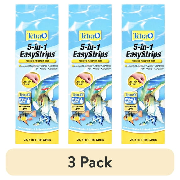 (3 pack) Tetra 5-in-1 EasyStrips Accurate Aquarium Test Kit, for ...