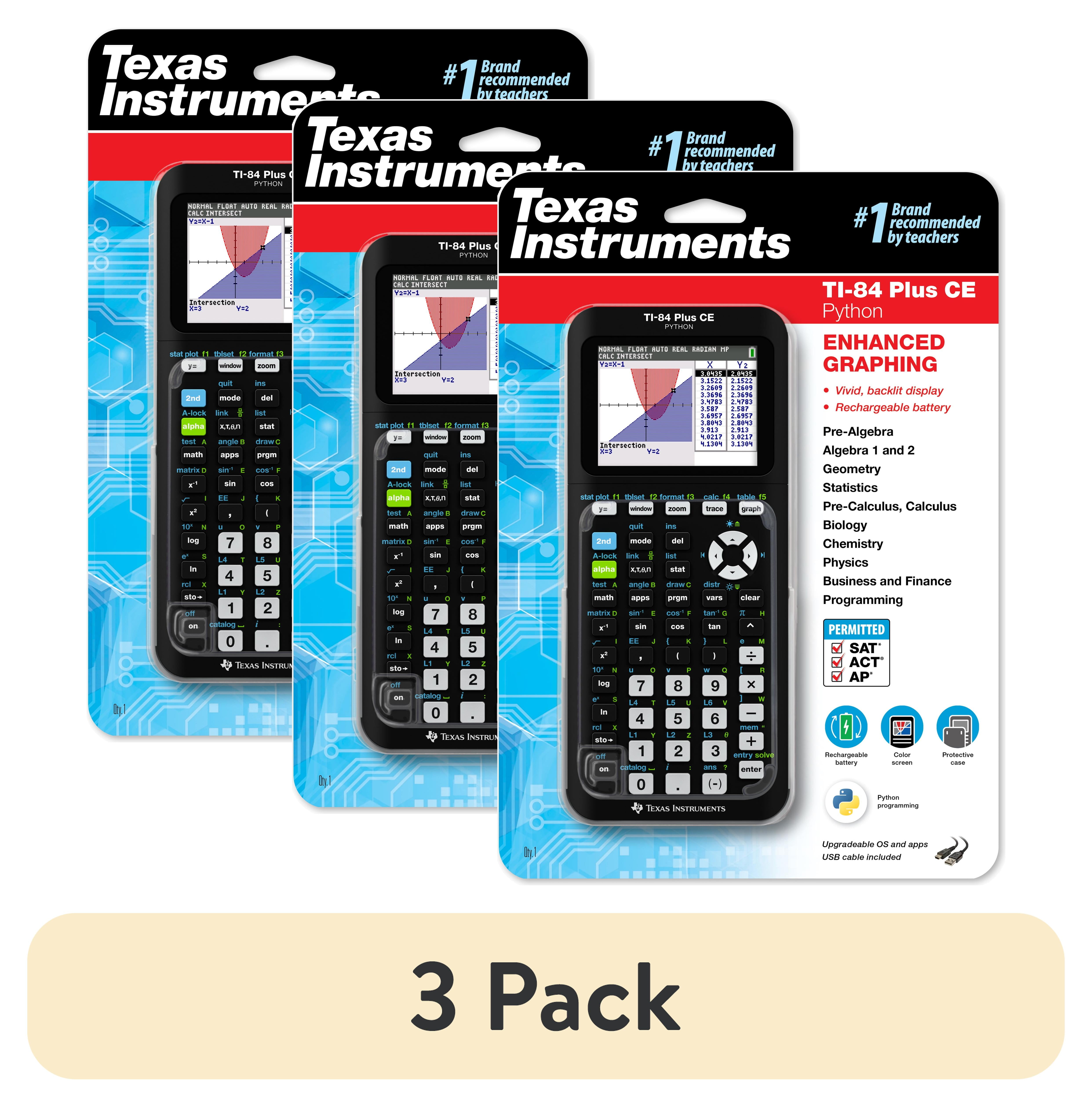 (3 pack) Texas Instruments TI-84 Plus CE Graphing Calculator High ...