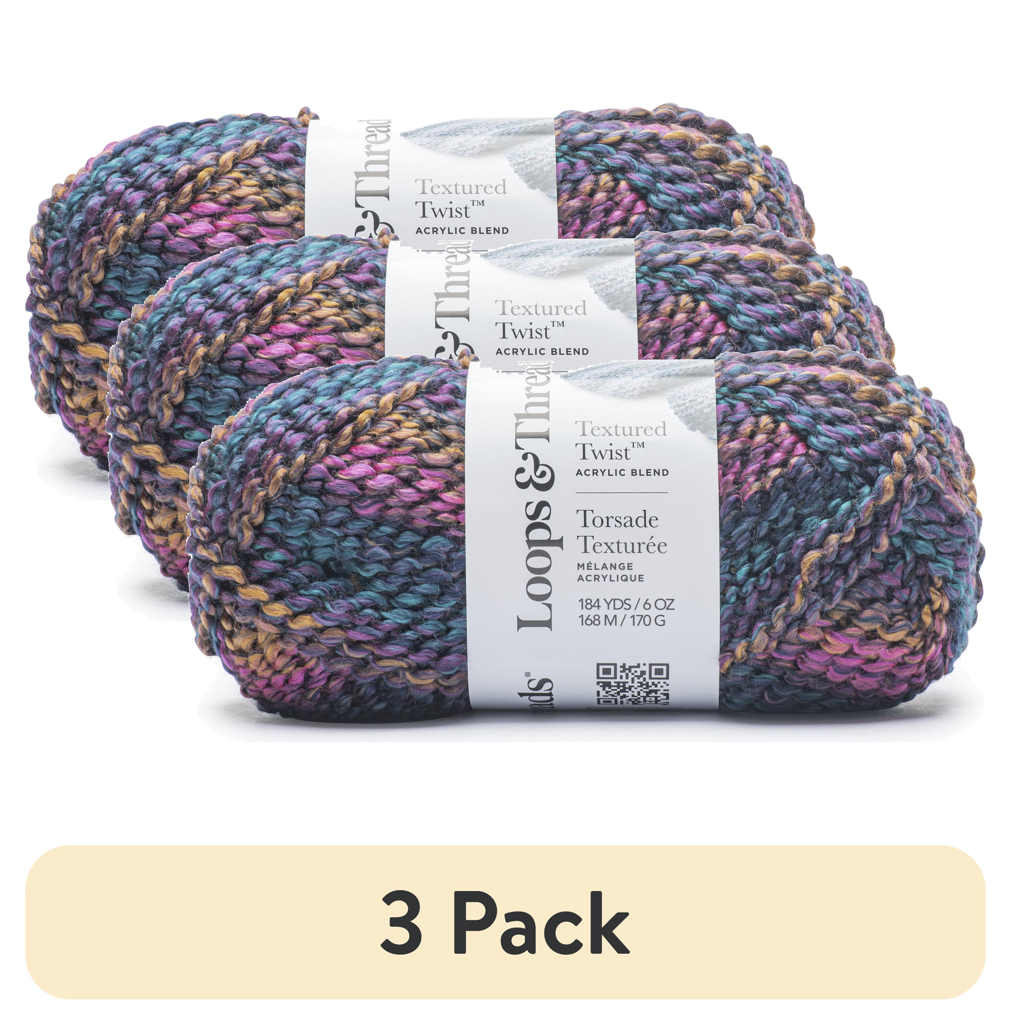 (3 pack) Textured Twist Yarn by Loops & Threads - Yarn for Knitting ...