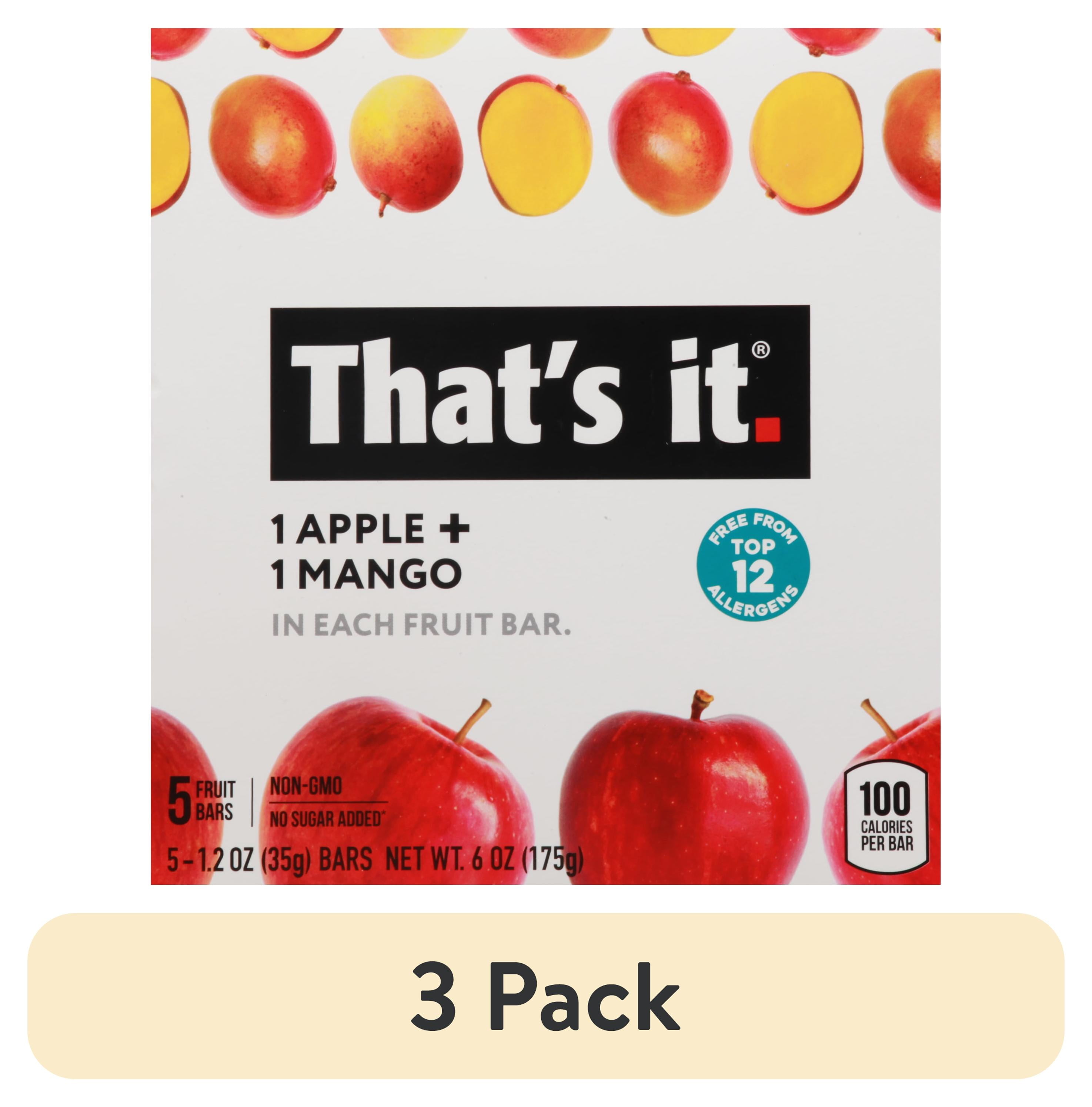 (3 pack) That's it. Gluten-Free Chewy Apple + Mango Wellness Fruit Bars ...