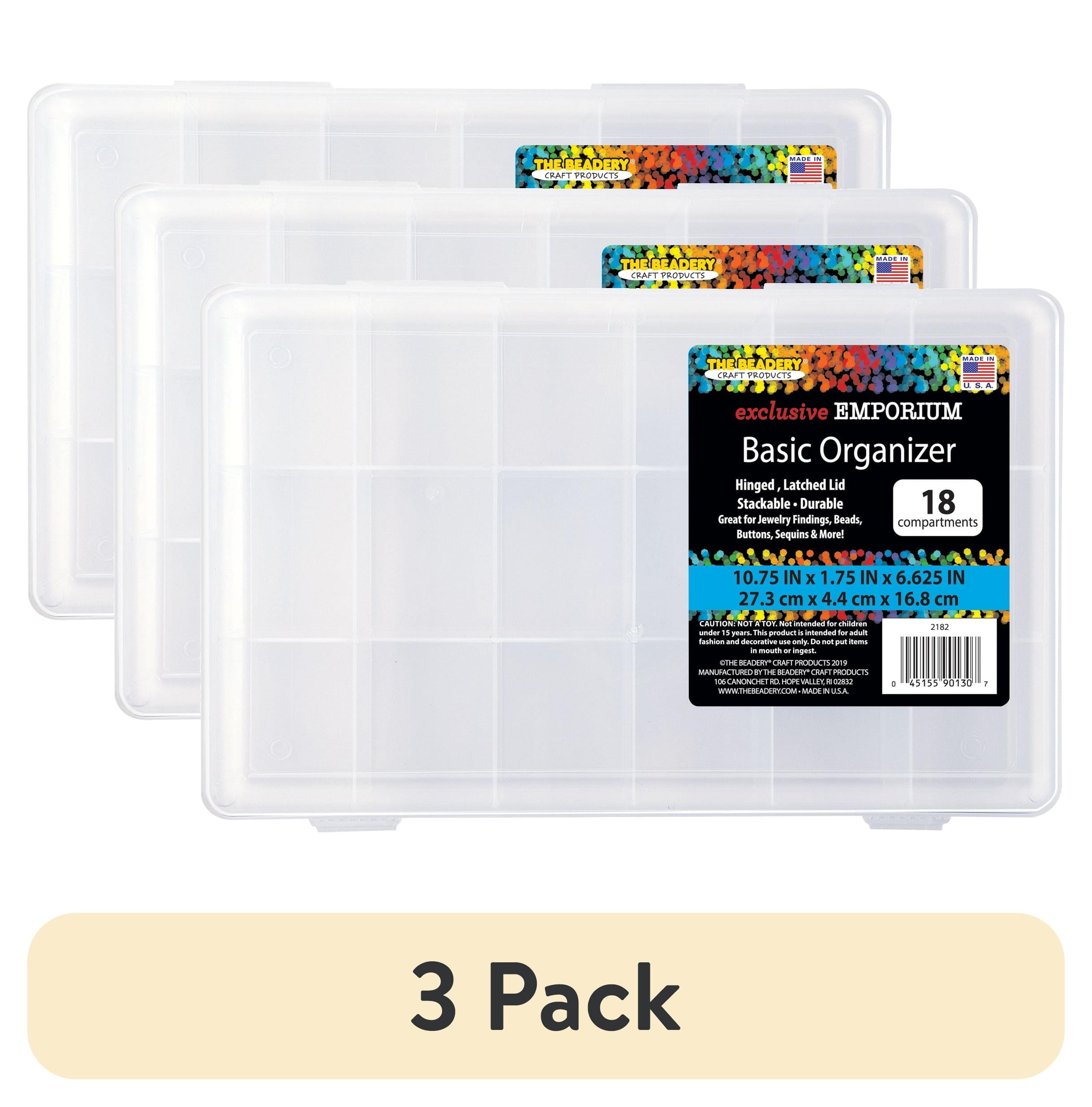 (3 pack) The Beadery 18-Compartment Clear Plastic Organizer Box for ...