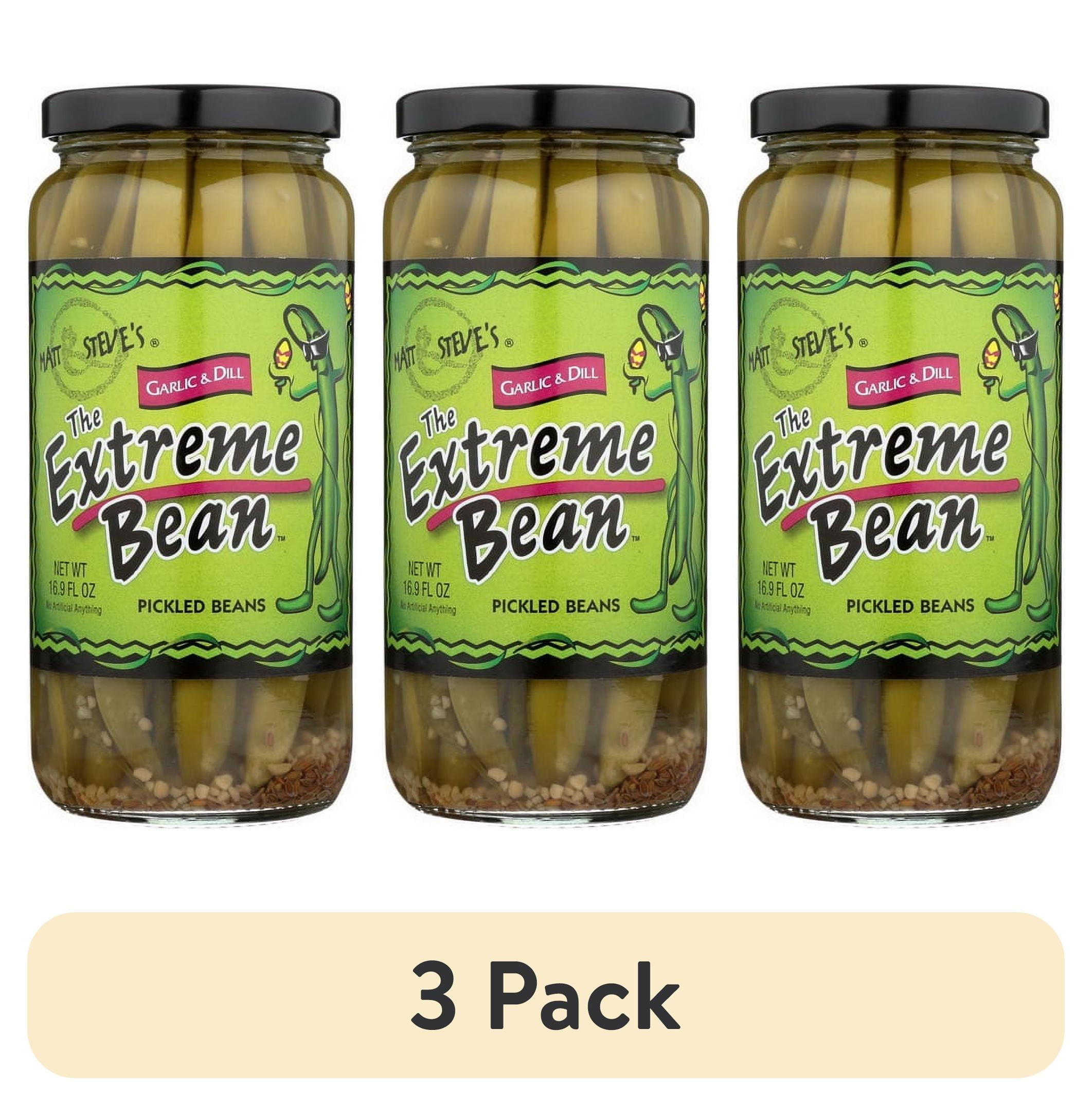 (3 pack) The Extreme Bean Garlic & Dill Pickled Beans 16.9oz - Walmart.com