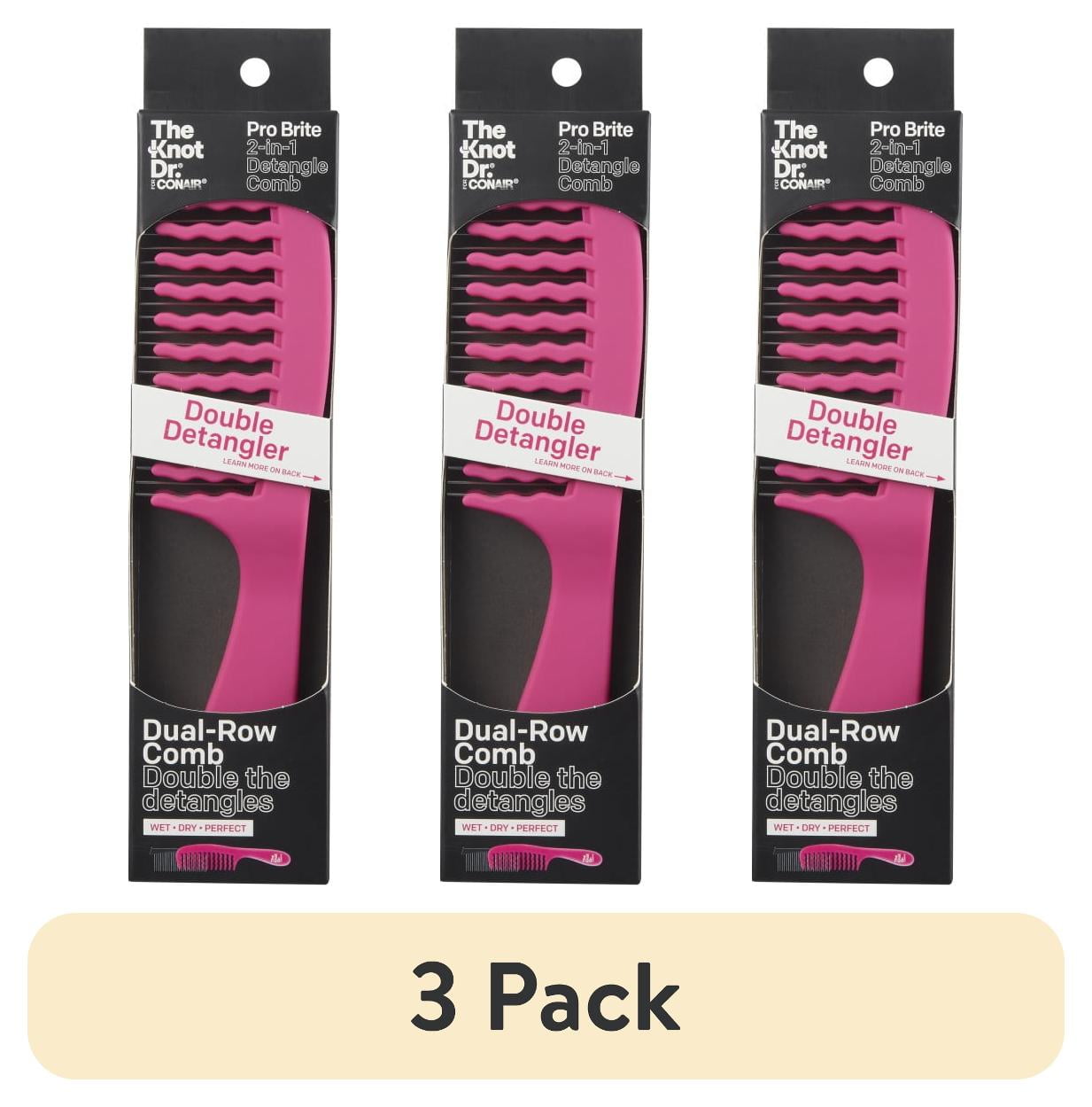 (3 pack) The Knot Dr. for Conair Double Detangler All Purpose Comb with ...