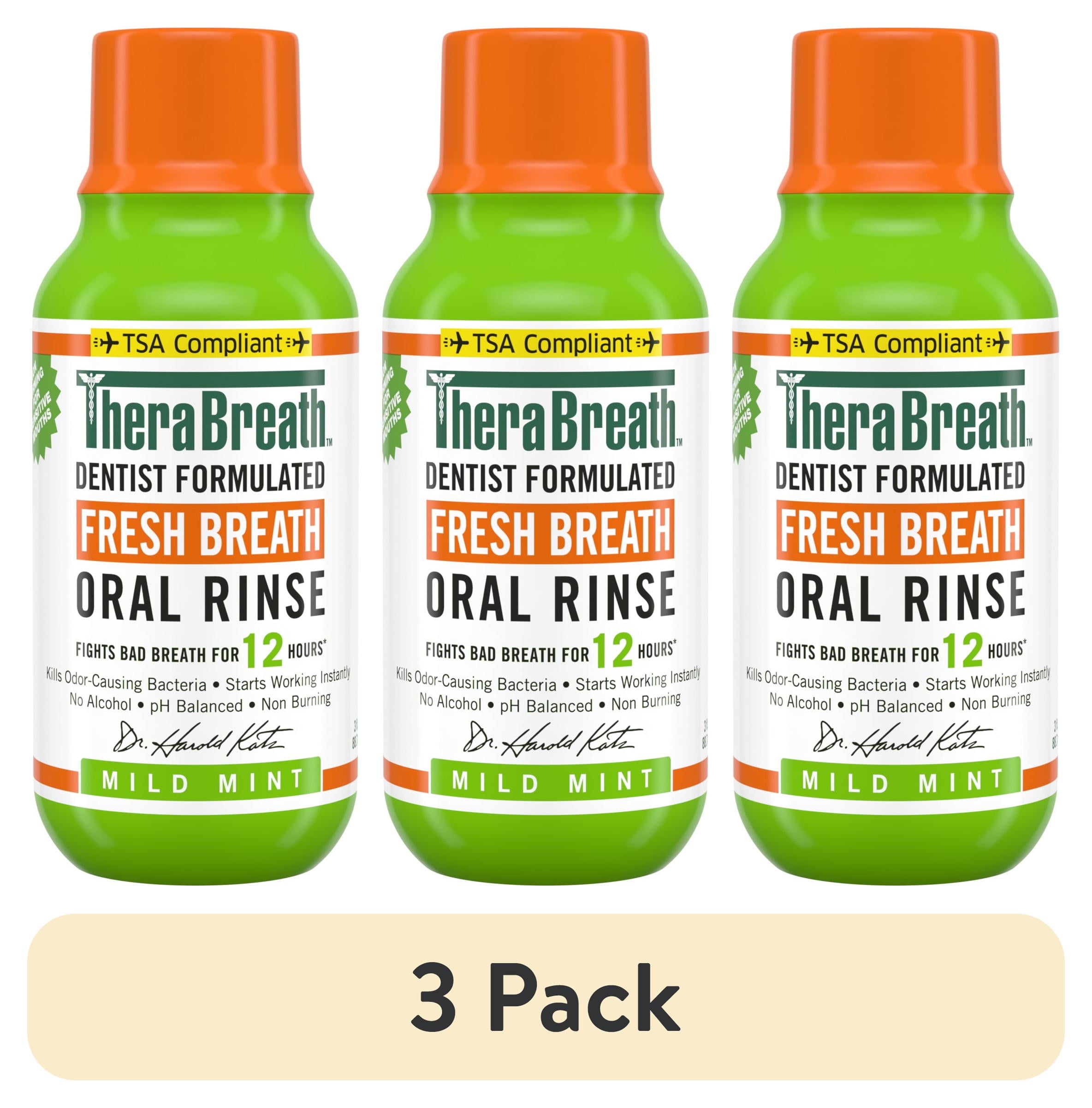 (3 pack) TheraBreath Fresh Breath Mouthwash, Mild Mint, Alcohol-Free ...