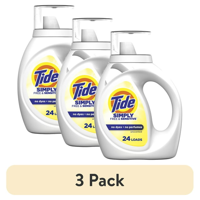 (3 pack) Tide Simply Liquid Laundry Detergent, Free & Sensitive, 32 fl ...