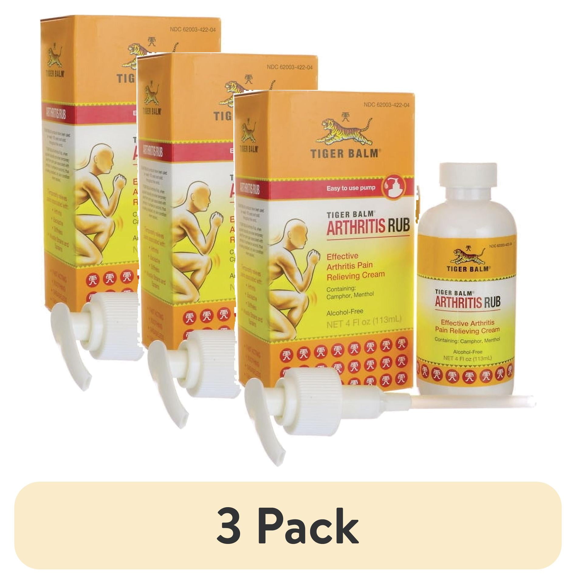 (3 pack) Tiger Balm Arthritis Rub, 4 oz Bottle, Pain Relief for ...