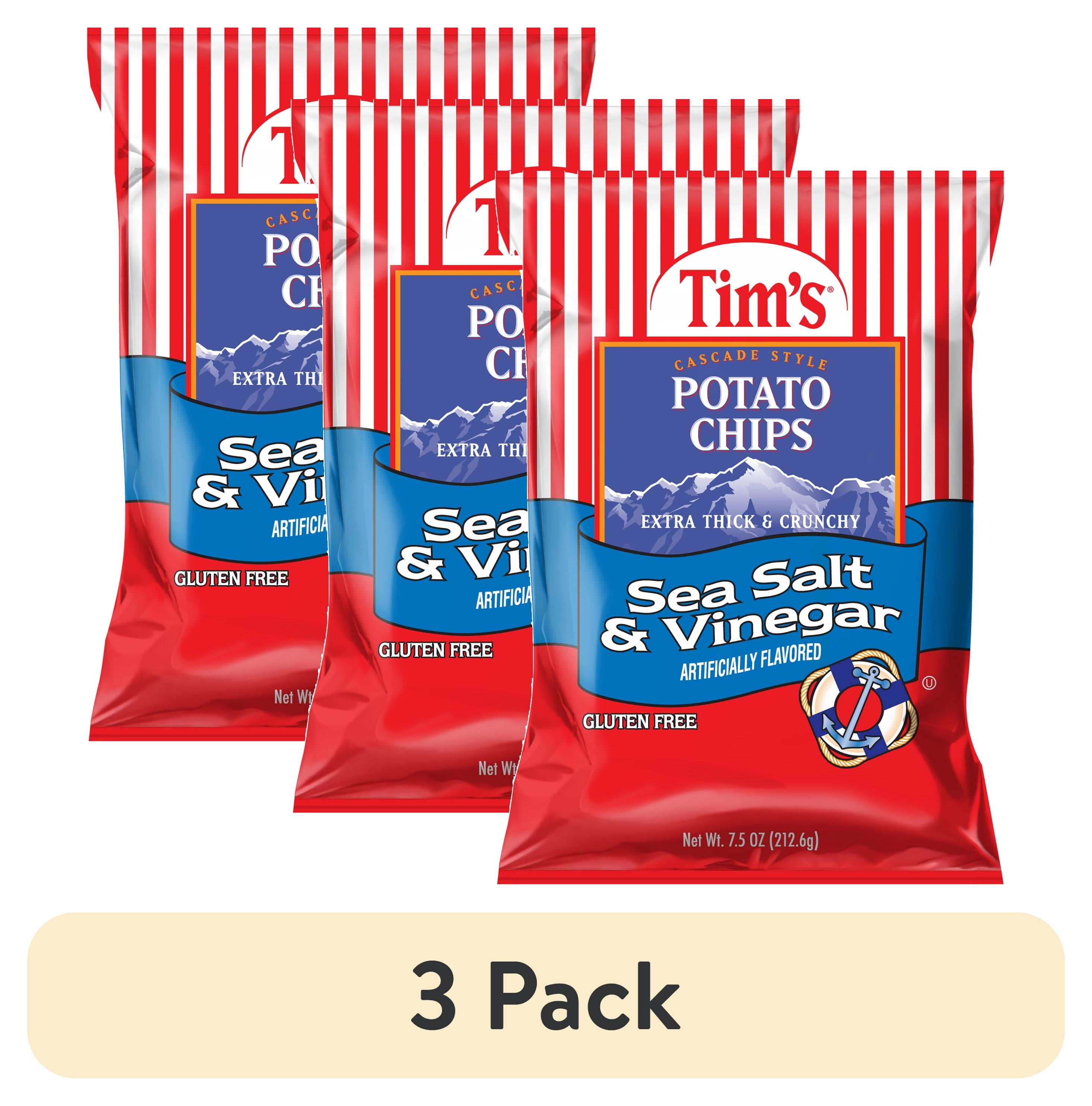 (3 pack) Tim's Cascade Snacks Sea Salt & Vinegar Cascade Style Potato ...