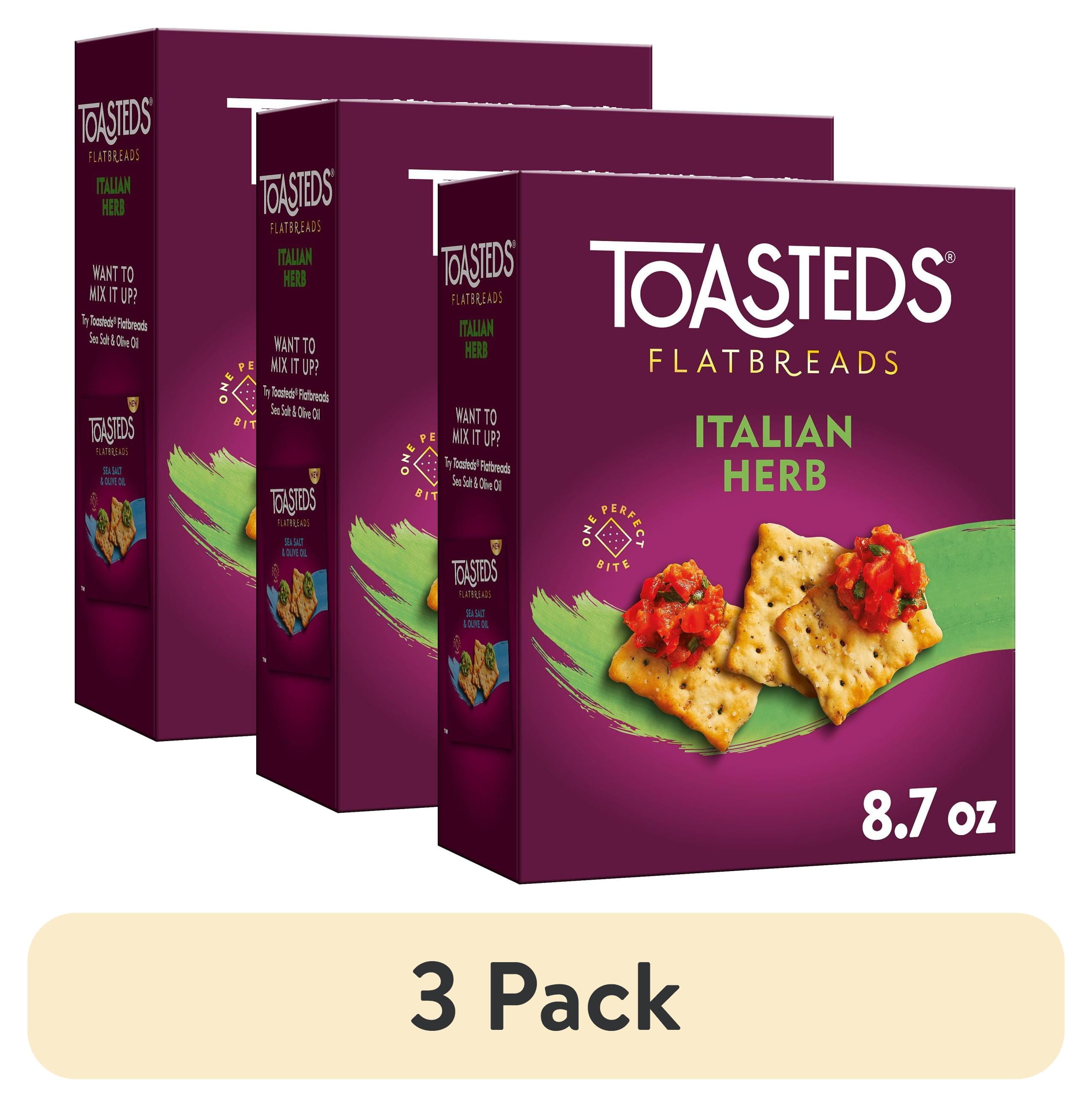 (3 pack) Toasteds Flatbreads Italian Herb Crackers, Party Snacks, 8.7 ...