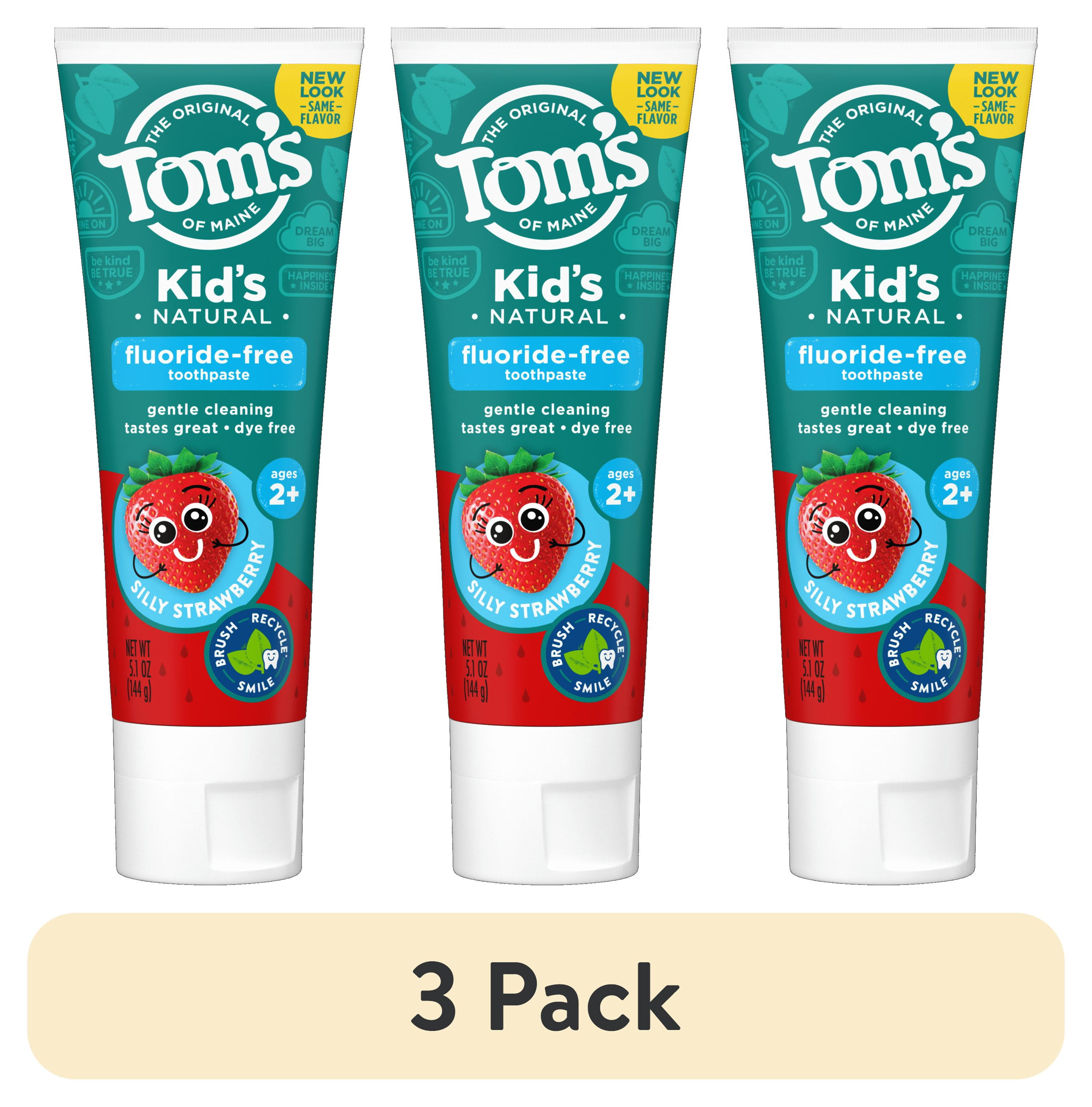 (3 pack) Tom's of Maine Kids Fluoride-Free Natural Toothpaste, Silly ...