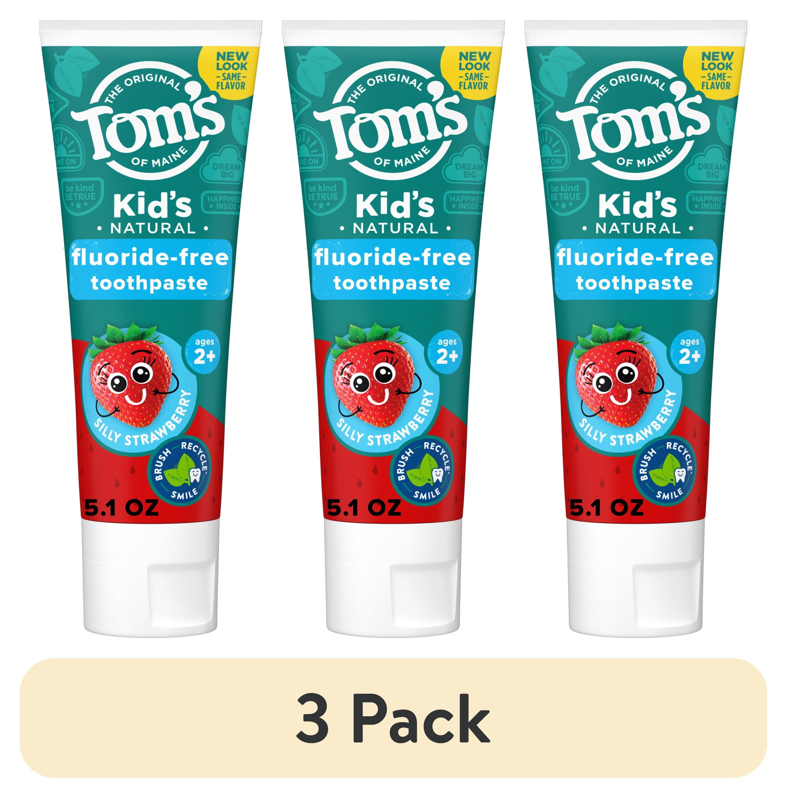 (3 pack) Tom's of Maine Kids Fluoride-Free Natural Toothpaste, Silly ...