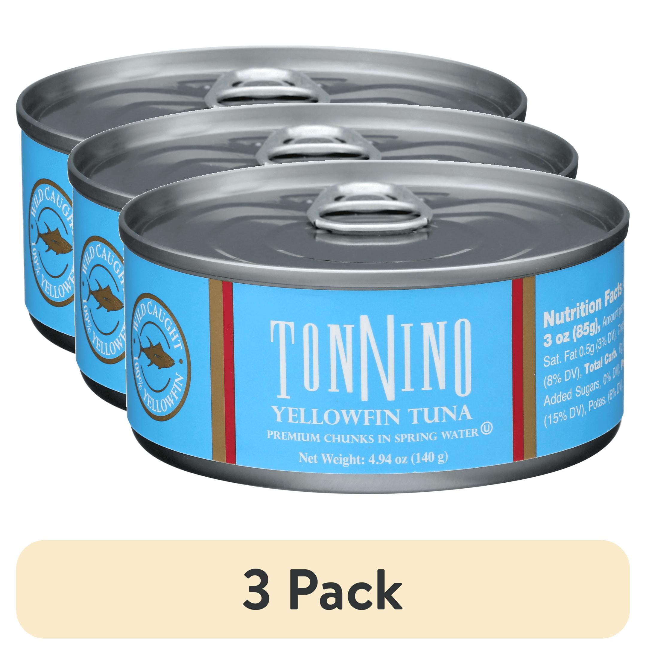 (3 pack) Tonnino Premium Yellowfin Tuna Chunks in Spring Water, 4.94 oz ...