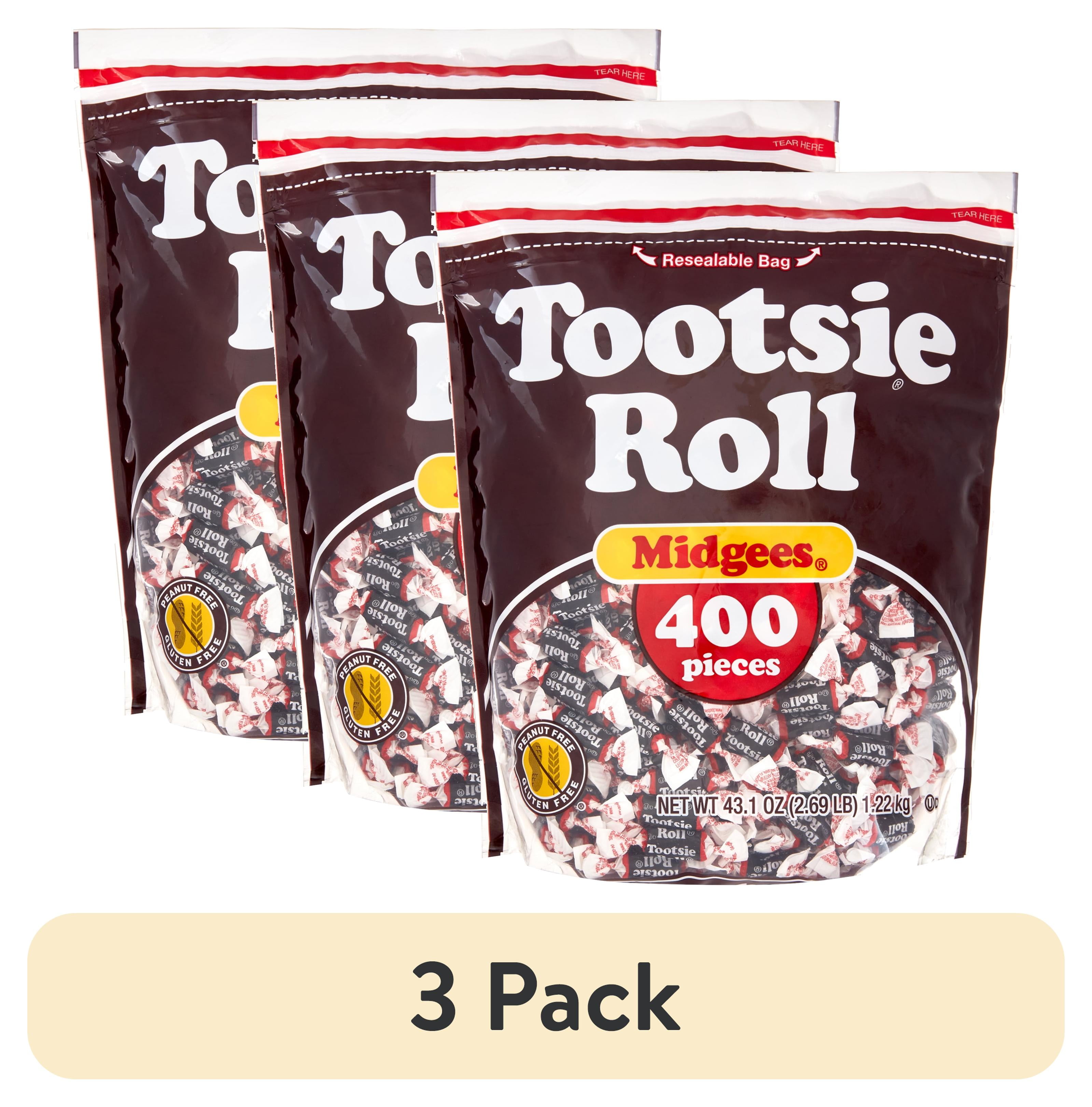 (3 pack) Tootsie Roll, Midgees Chocolate Candy, 43.1 oz (400 Pieces ...