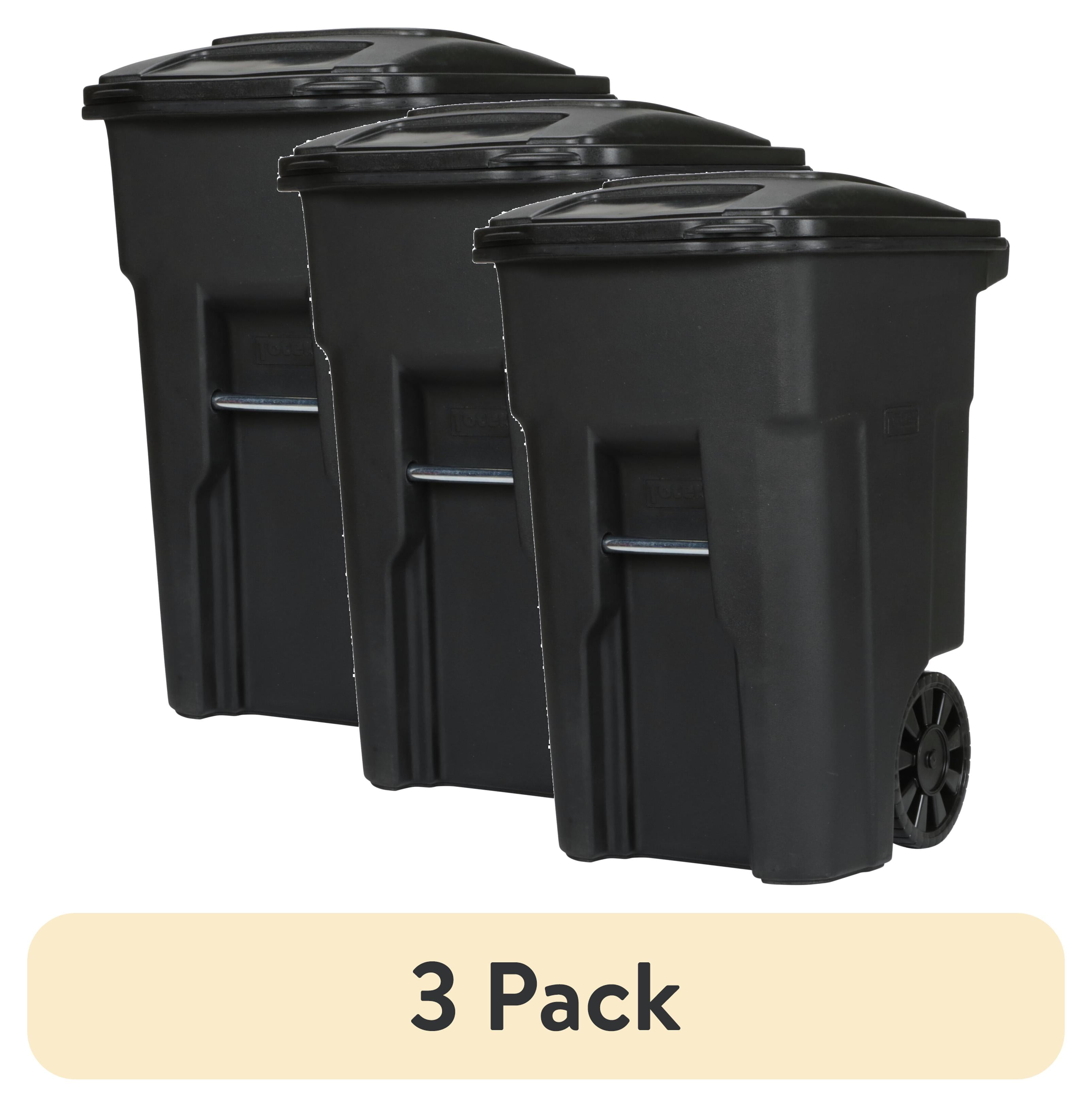 (3 pack) Toter 48-gallon black garbage can with wheels and lid ...