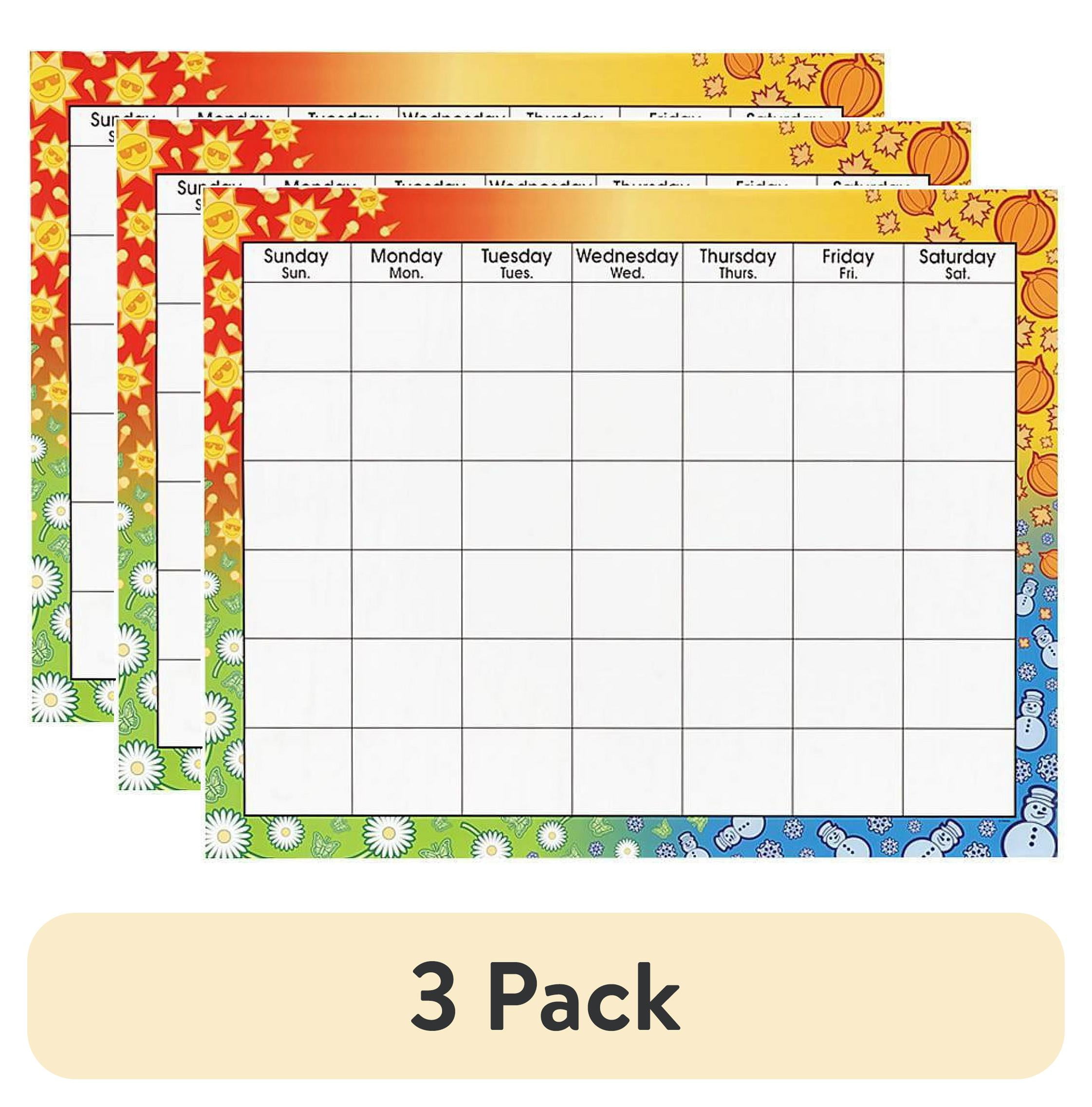(3 pack) Trend, TEPT1170, Large Wipe-Off Blank Calendar Chart, 1 Each ...