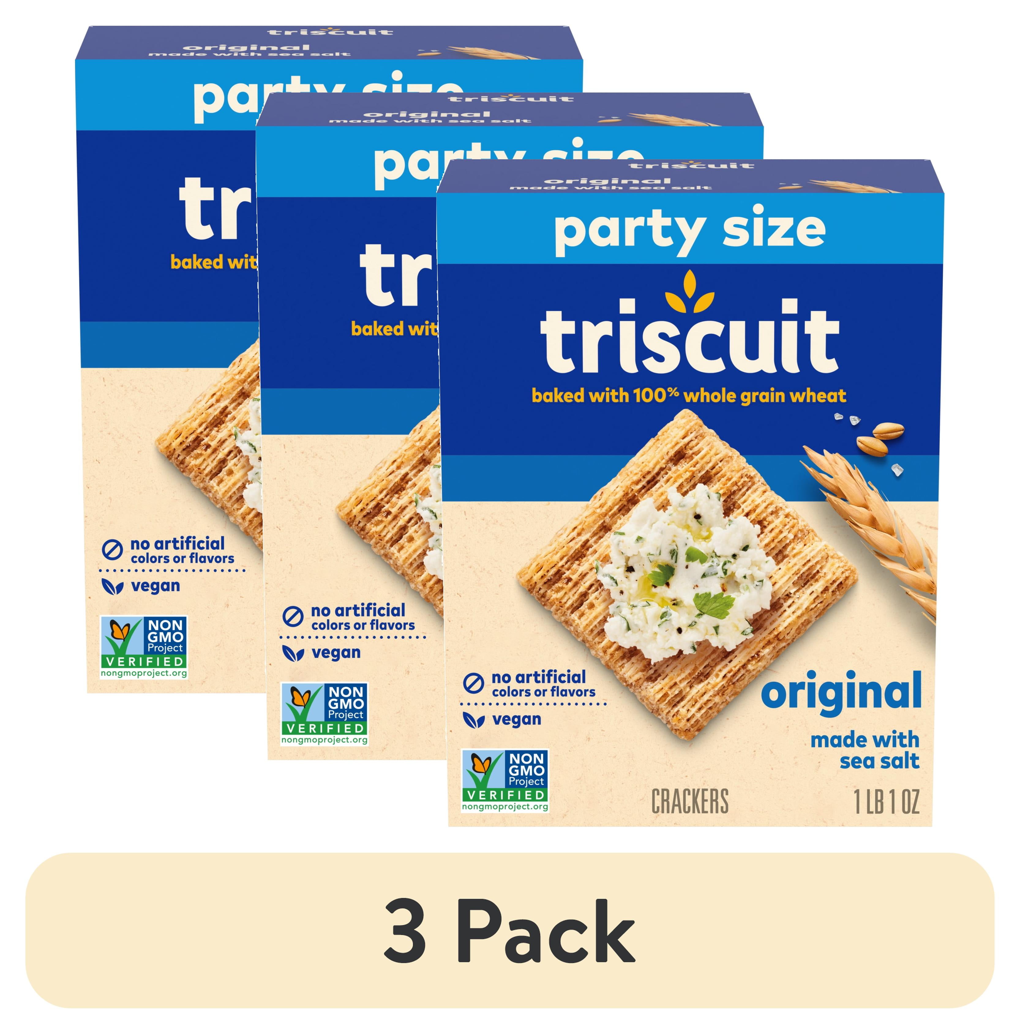 (3 pack) Triscuit Original Whole Grain Wheat Crackers, Vegan Crackers ...