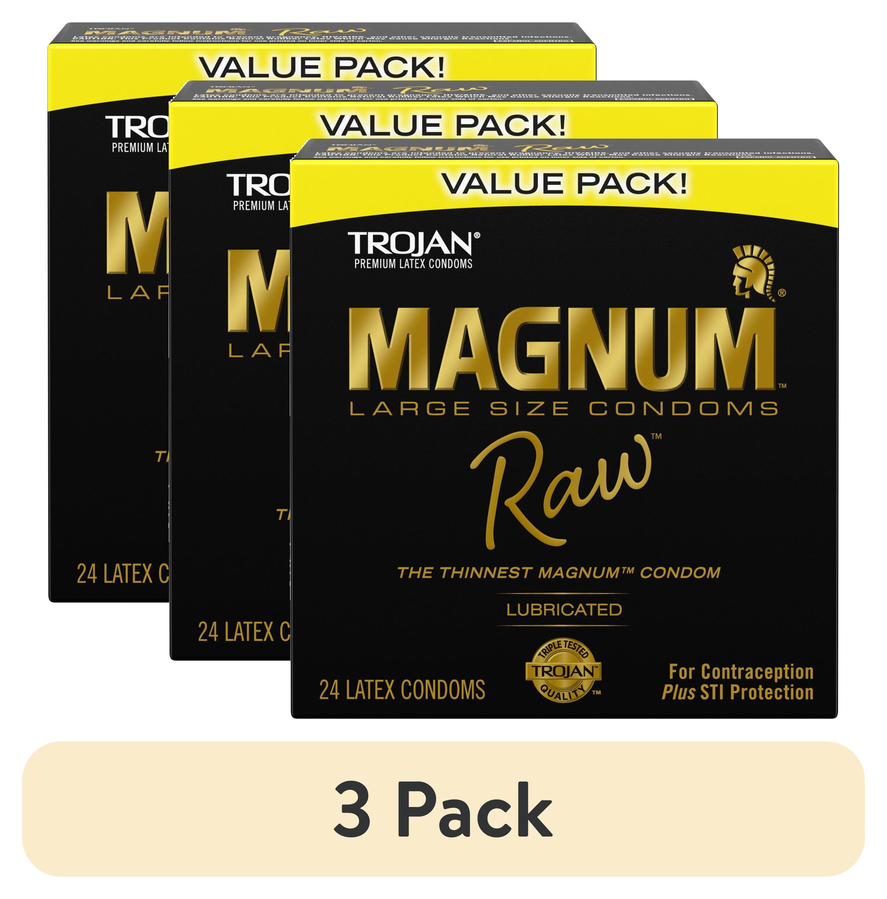 (3 pack) Trojan Magnum Raw Large Size Condoms - 24 Count - Walmart.com