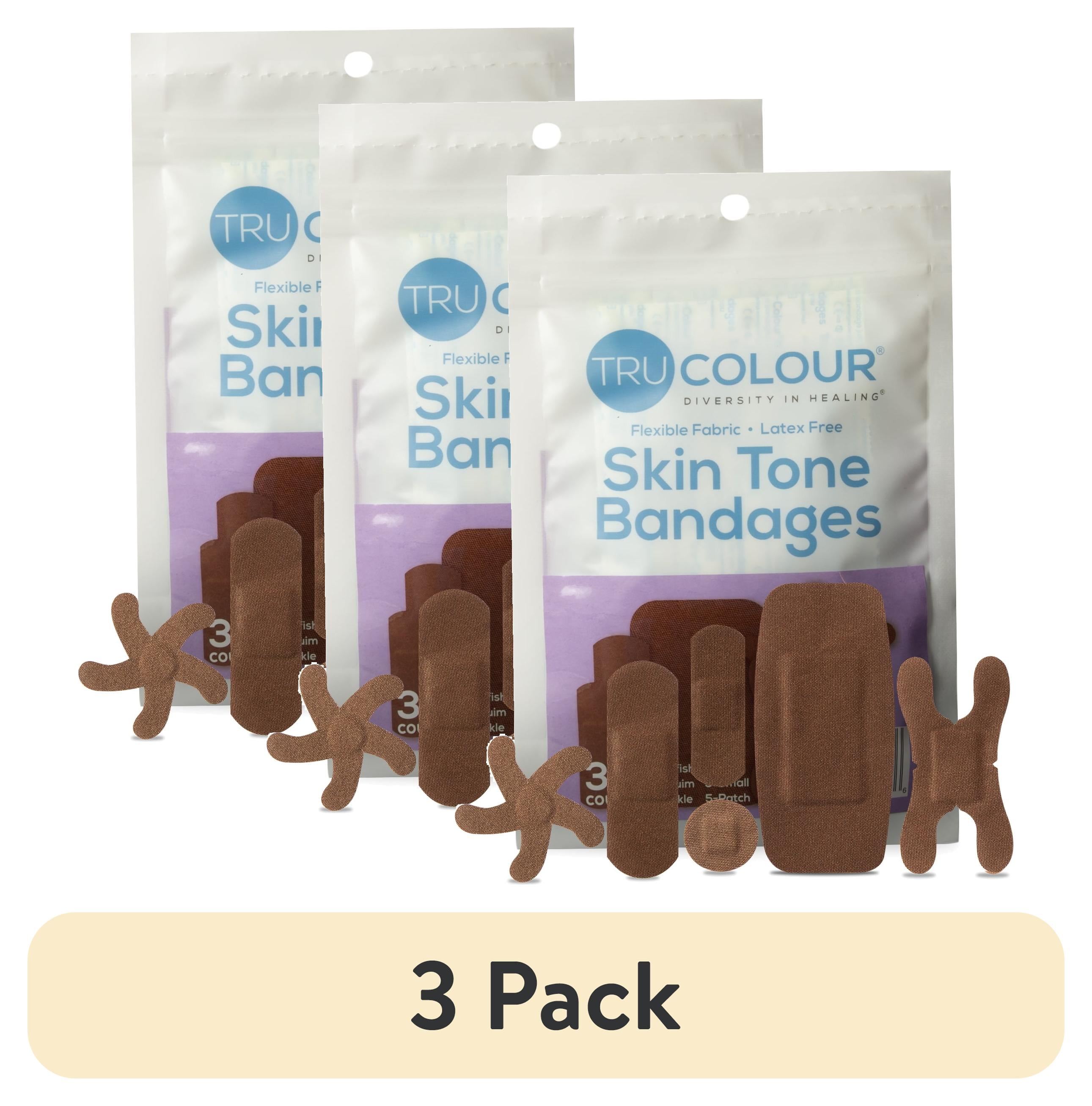 (3 pack) TruColour Skin Tone Bandages, Flexible, Assorted Shapes - Dark ...