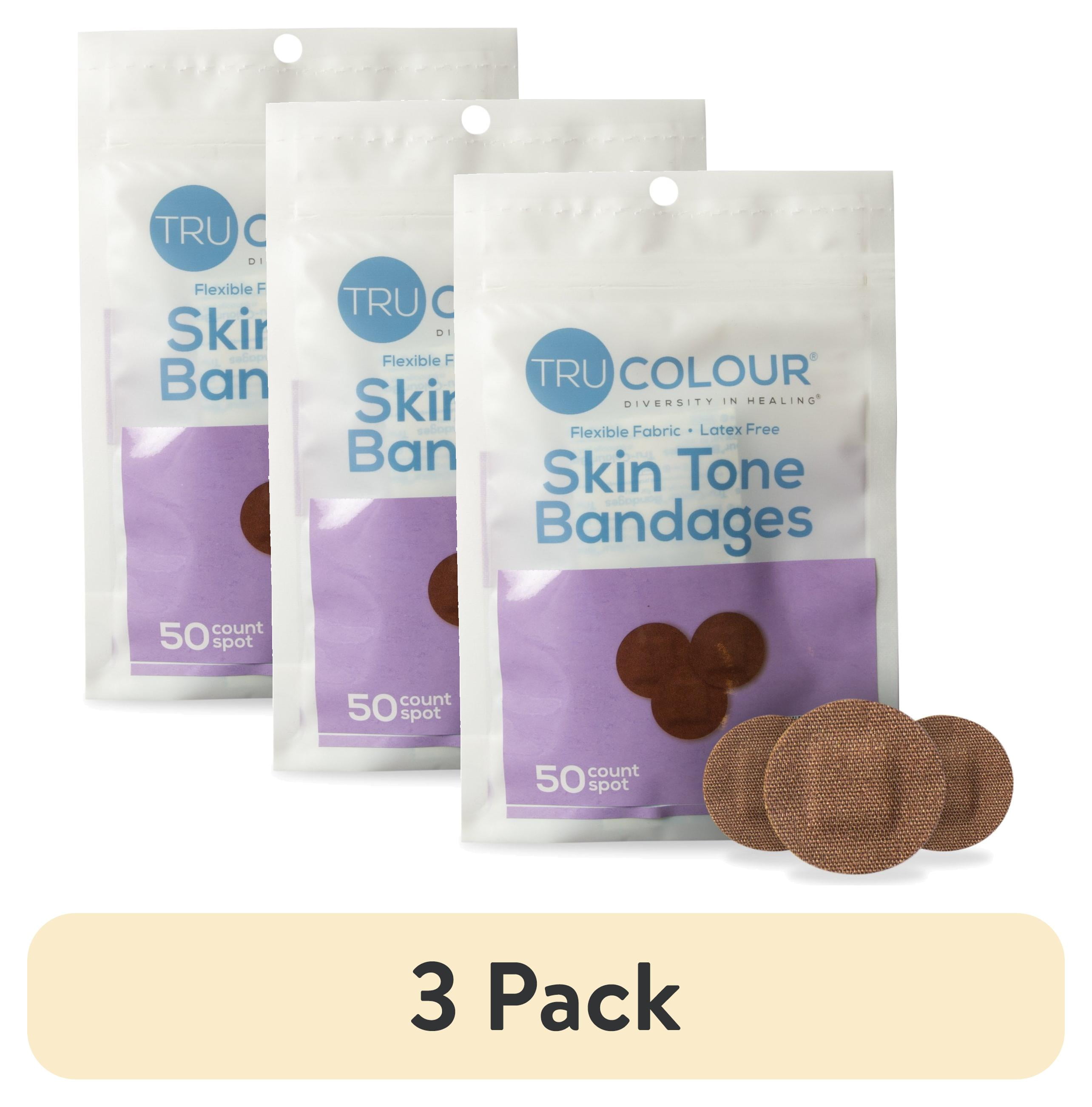(3 pack) TruColour Skin Tone Bandages, Flexible Fabric, Spot Shape ...
