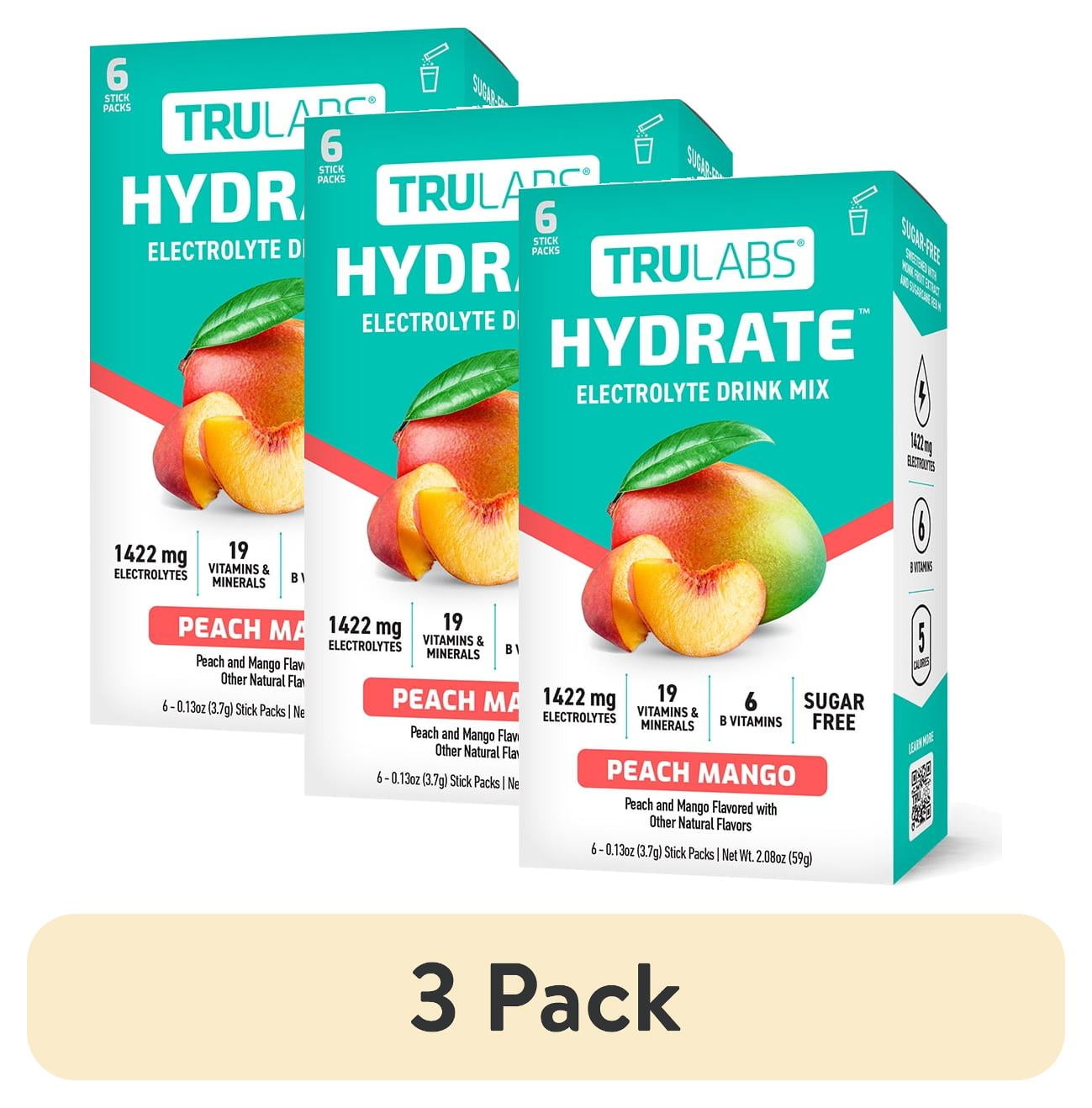 (3 pack) TruLabs® Hydrate Powders Peach Mango, 6 Count - Walmart.com